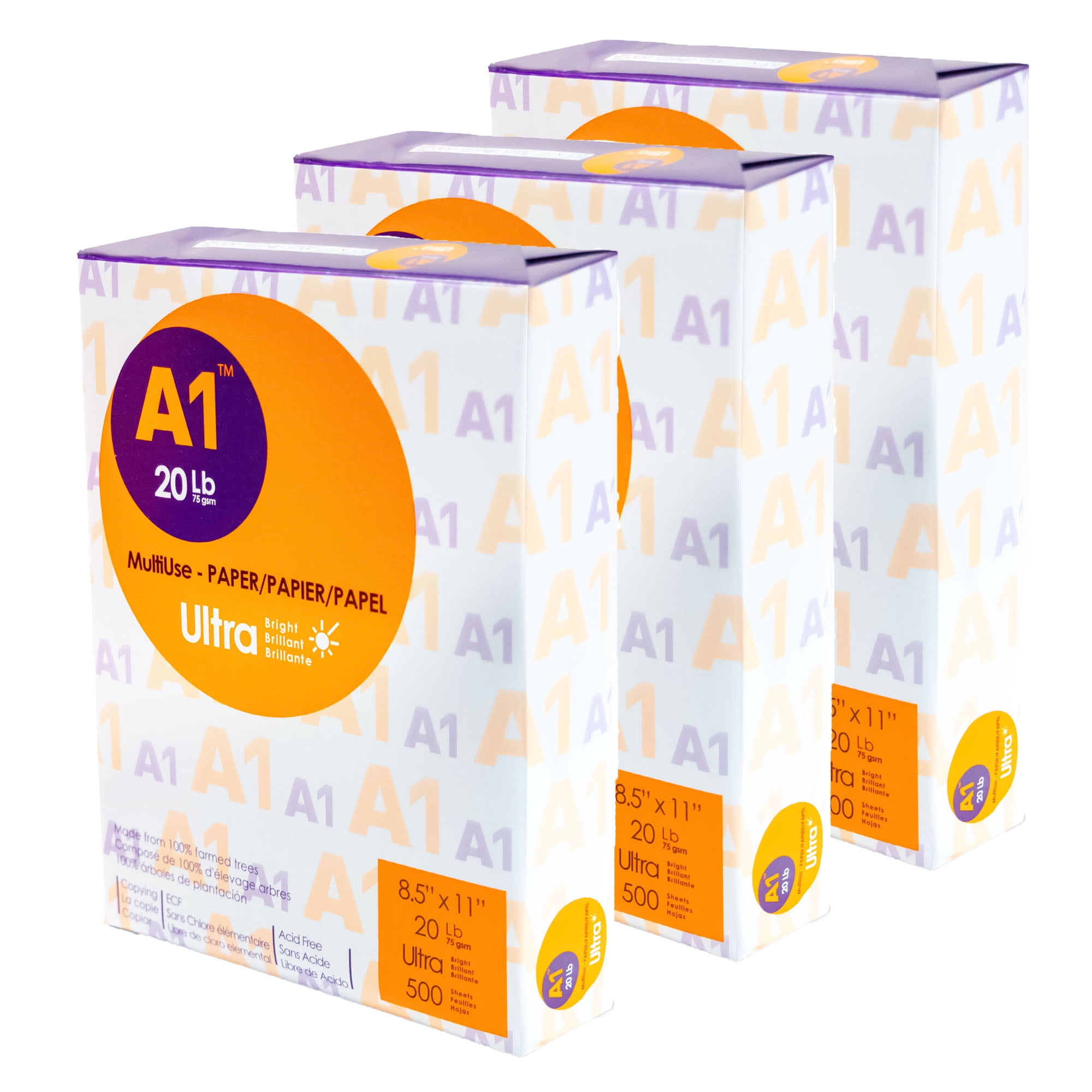 A1 ULTA 8.5" X 11" White Copy Paper Multipurpose 20 lb Printer Paper ...