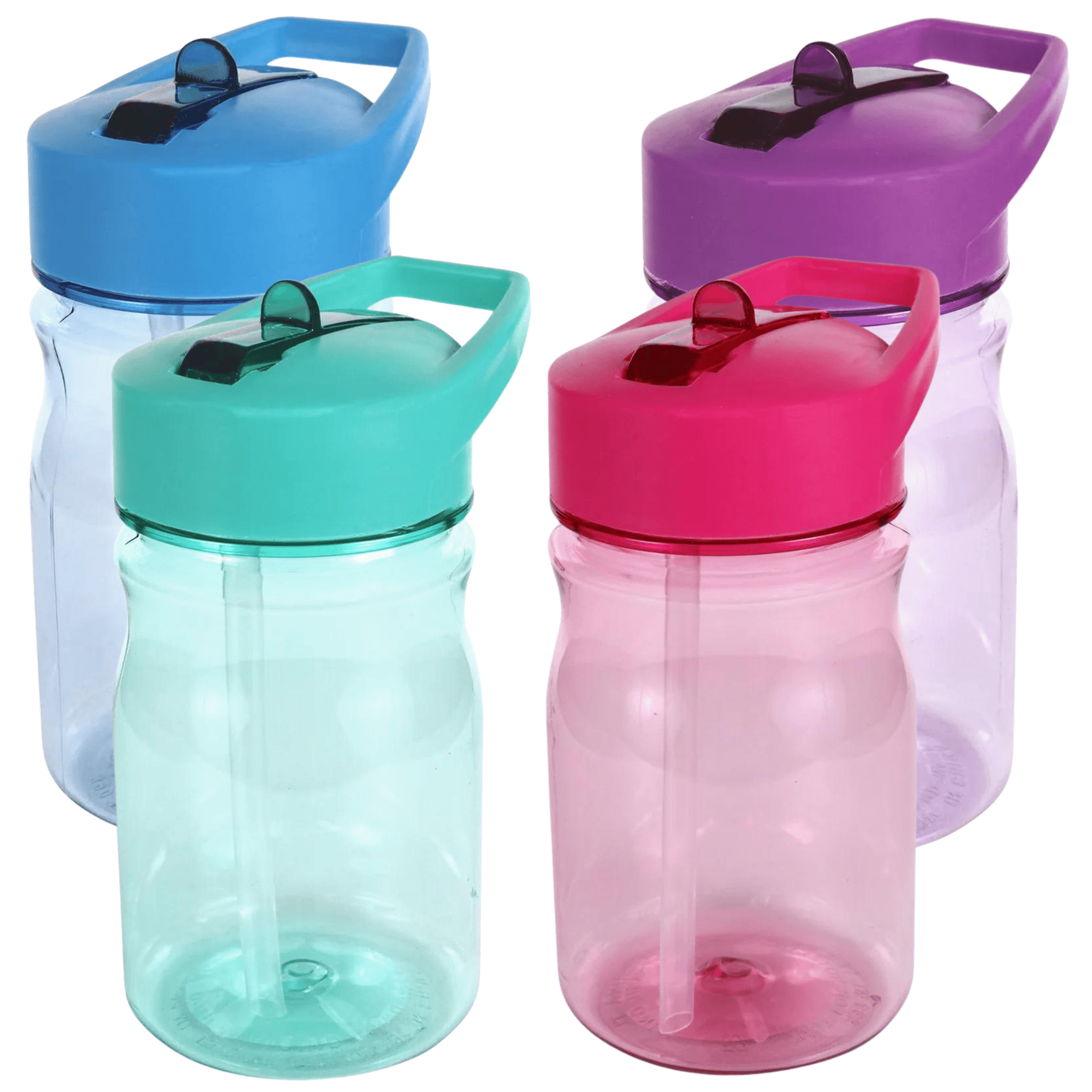 A1 UNLIMITED Small Plastic Water Bottles with Flip-Up Straws, Assorted ...