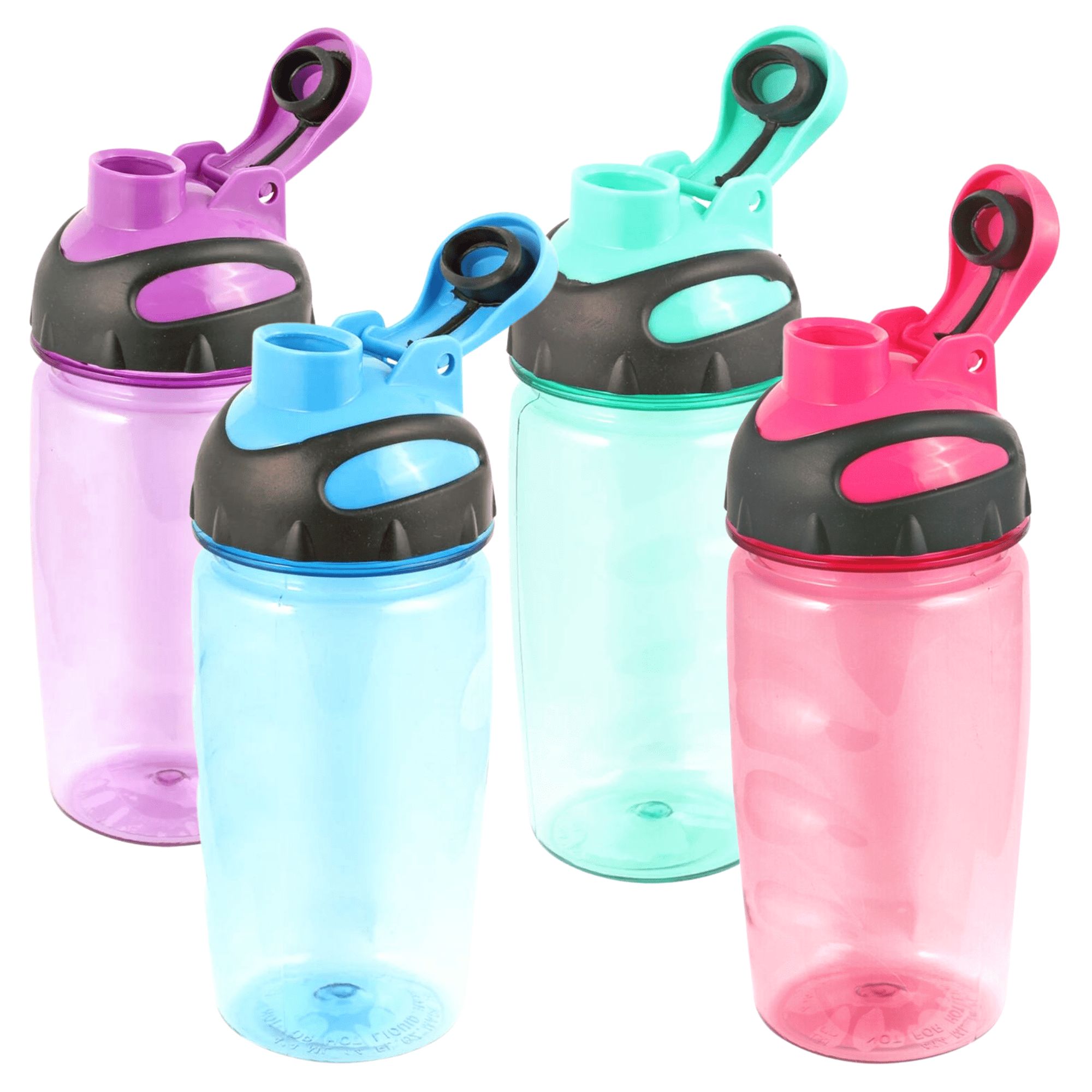 A1 UNLIMITED Translucent Plastic Grip Water Bottles with Flip-Top Snap ...