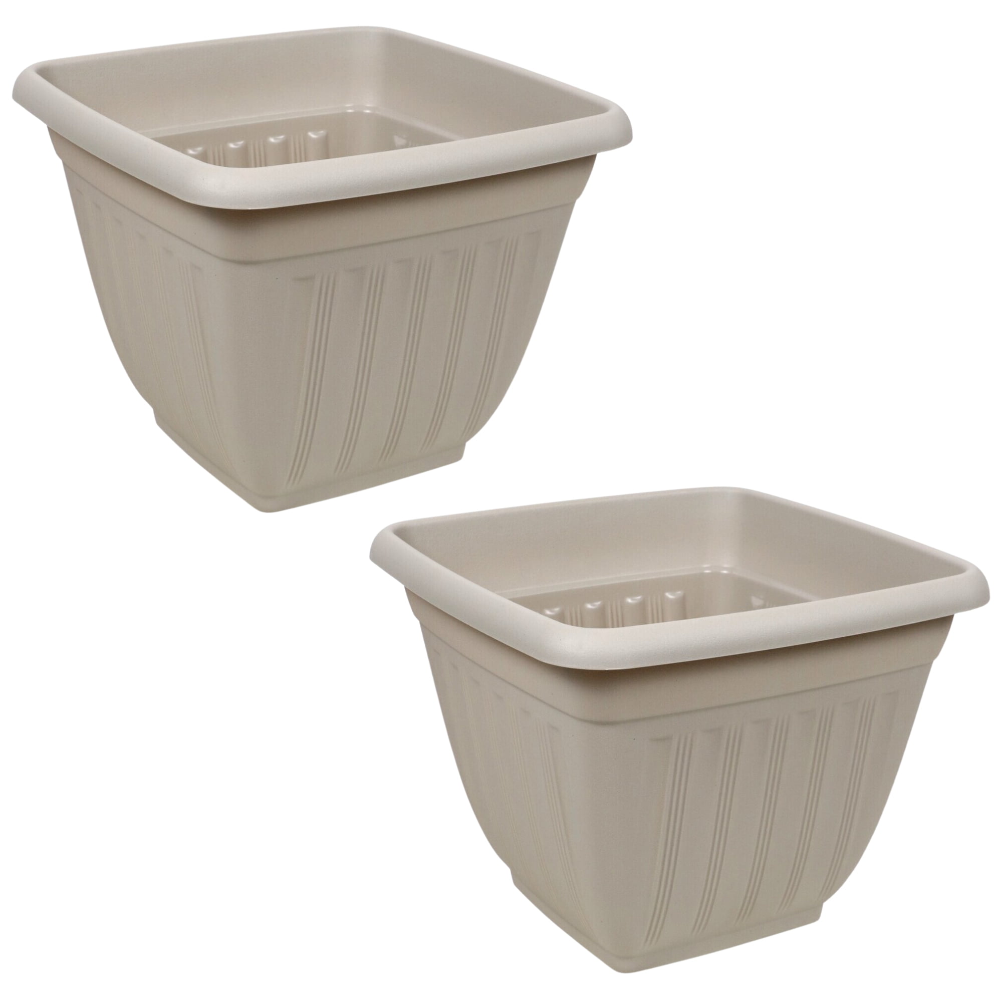 A1 Unlimited Fluted Square Plastic Planters (Beige), Plastic Flower ...