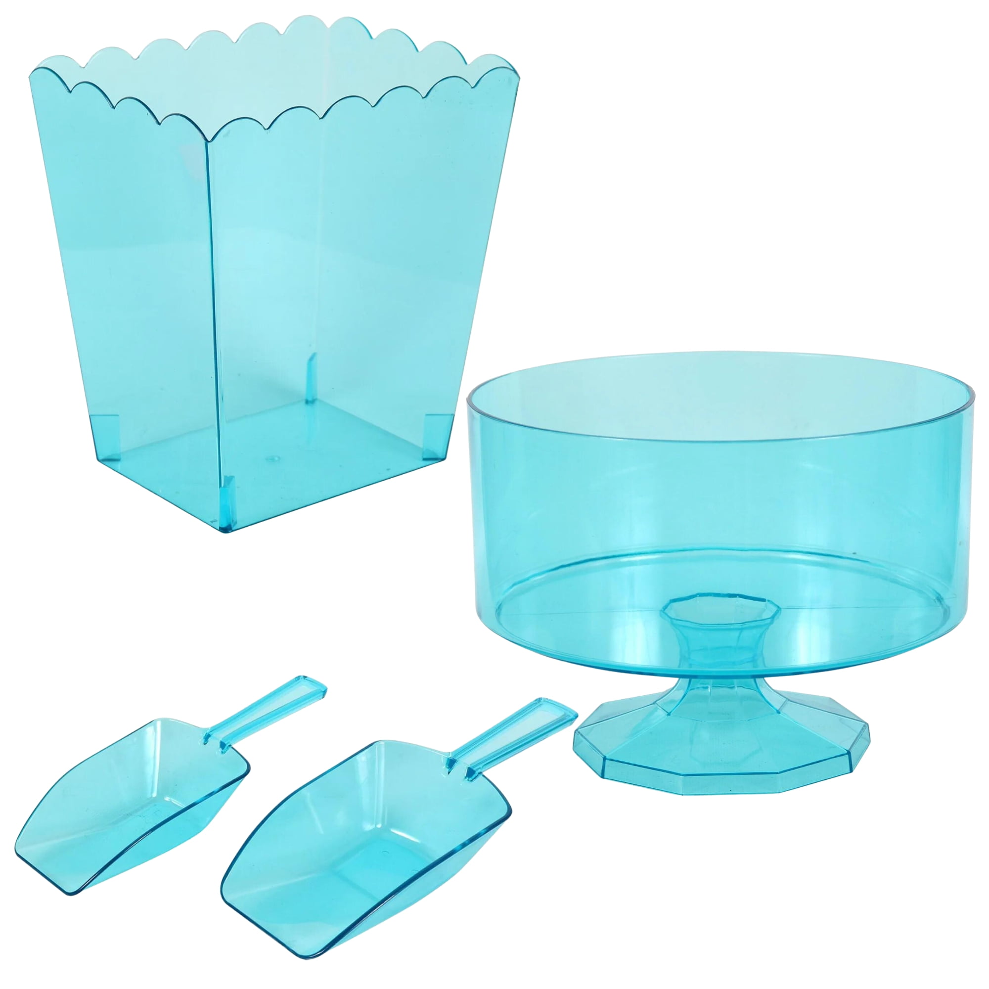 A1 Unlimited Plastic Scalloped Bucket, Trifle Dish & Scoops Set (Blue ...