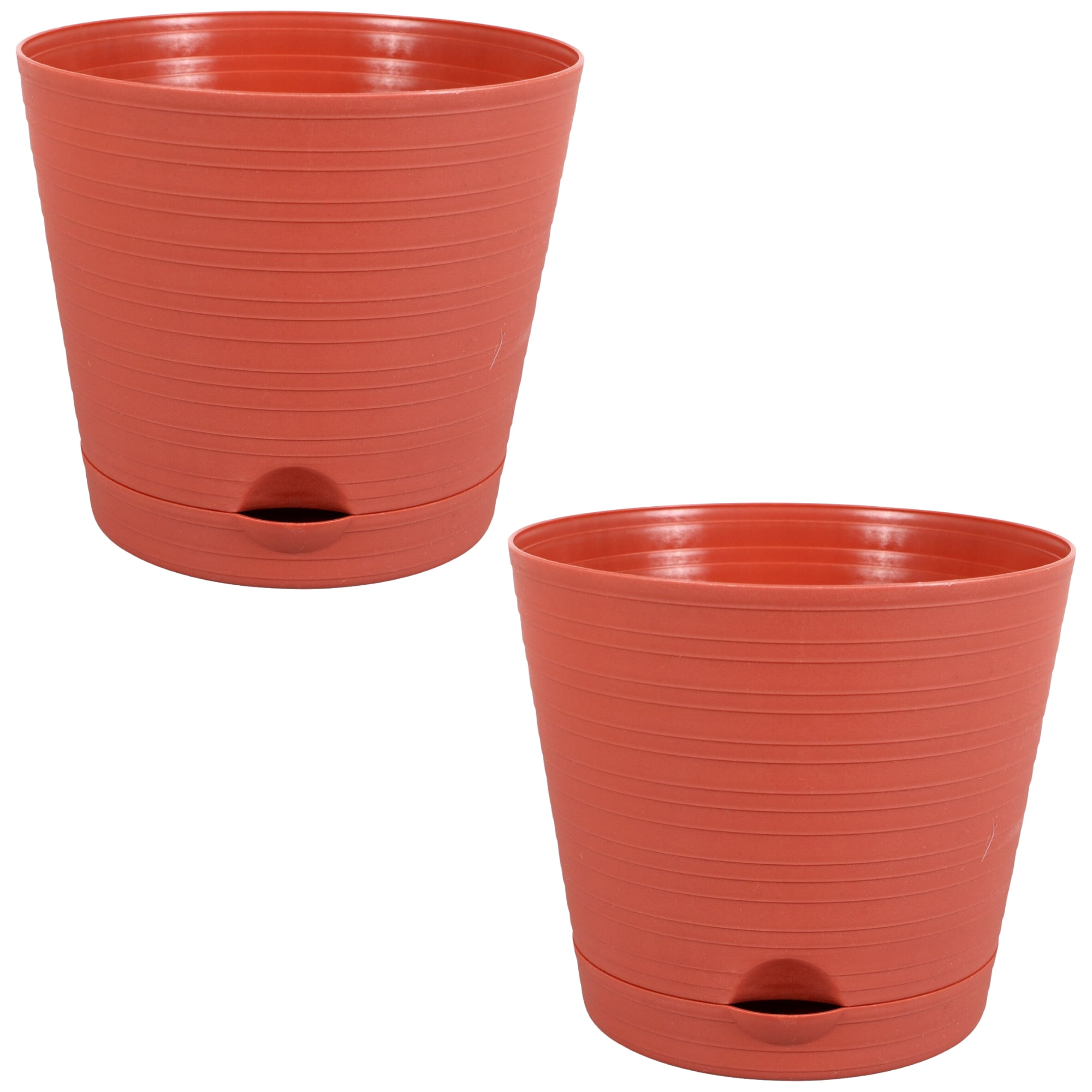 A1 Unlimited Round Plastic Planters with Spouted Saucers, Self-Watering ...