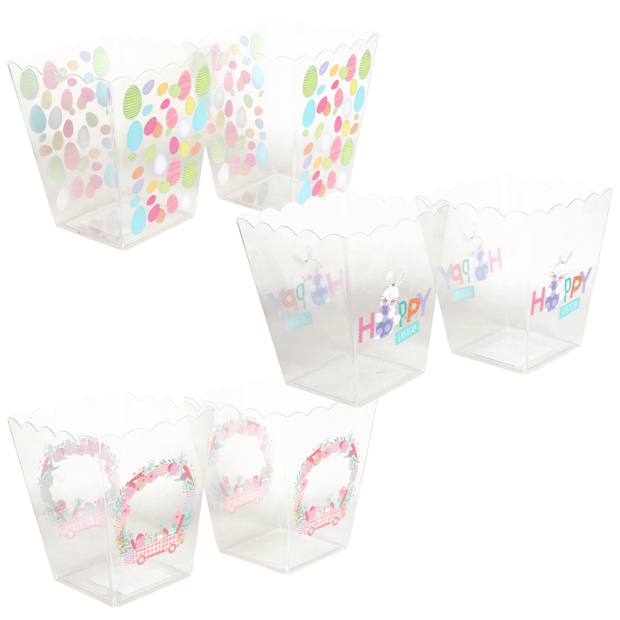 A1 Unlimited Scalloped Plastic Easter Themed Containers 4.25x4.25x5.375 ...
