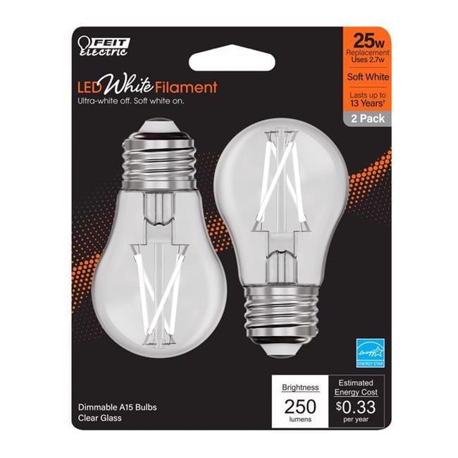 A15 E26 Medium Filament LED Bulb, Soft White - 25W Equivalence - Pack ...