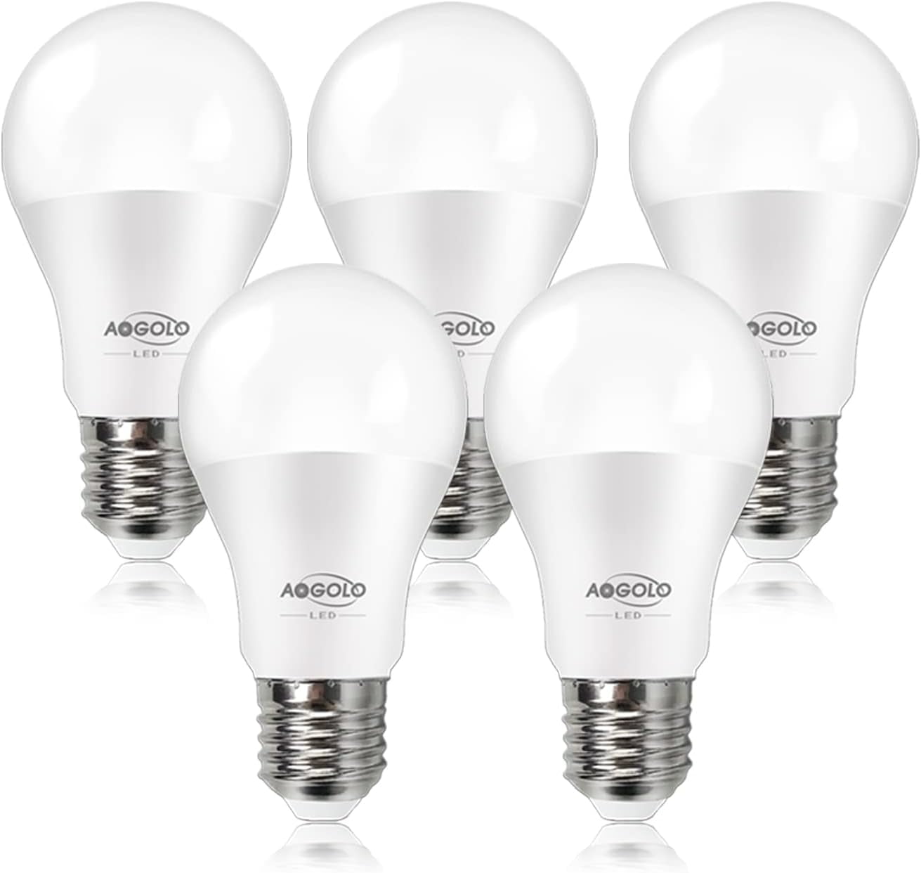 A19 9W LED Light Bulb, 5000K Daylight,5-Pack,Neual White, Non-Dimmable ...