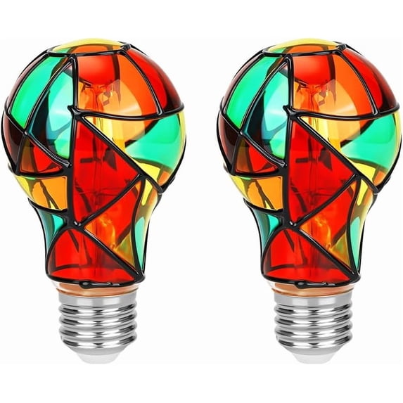 A19/A60 Stained Glass LED Light Bulb 4 Watts E26 Base Colored Colorful ...