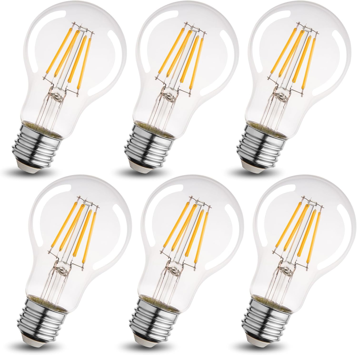 A19 Clear Led Bulbs, E26 Dimmable Edison Bulbs, 2700K Warm Light Led ...
