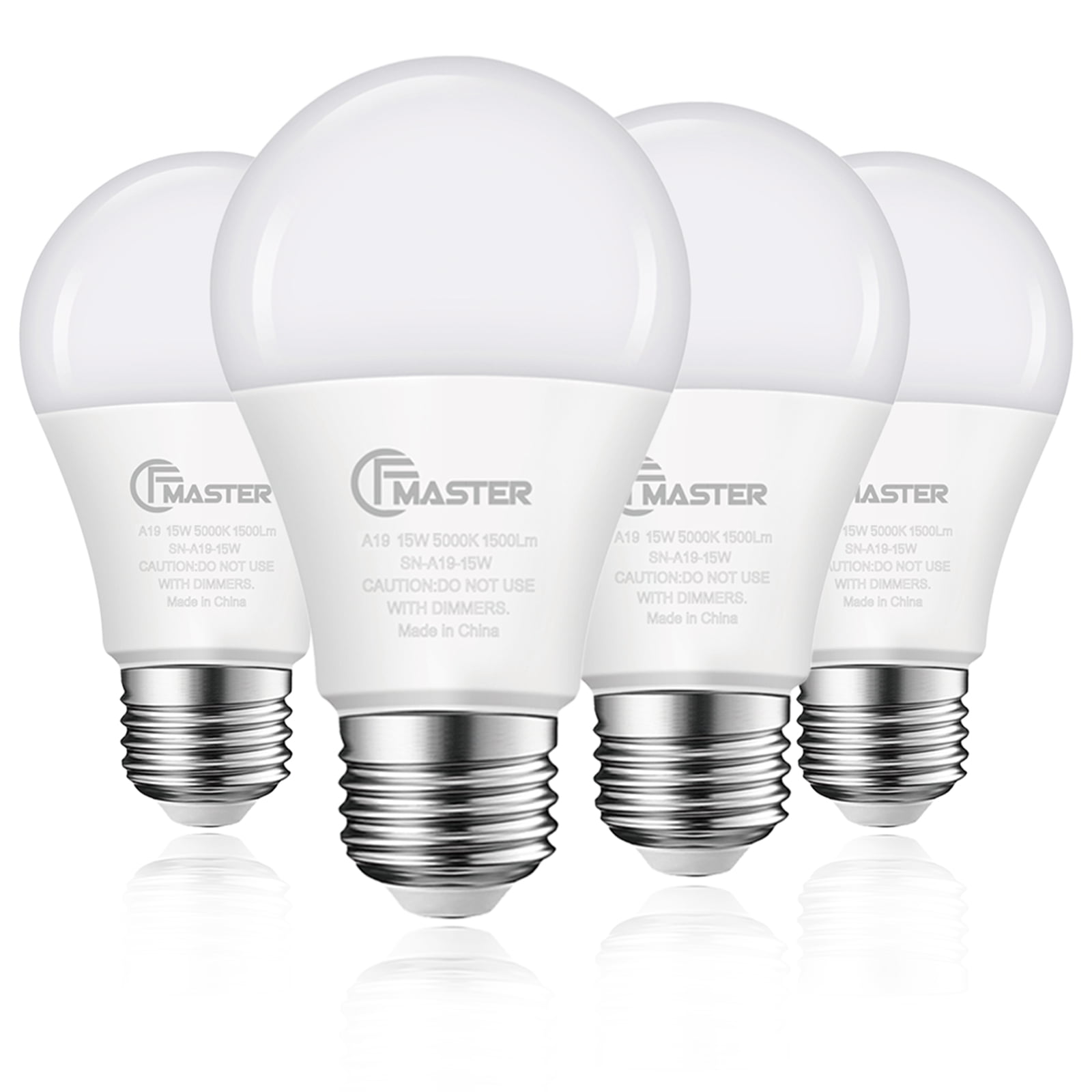 A19 LED Light Bulb, 15W 5000K Daylight, 1500 Lumens, E26 Base, Non ...