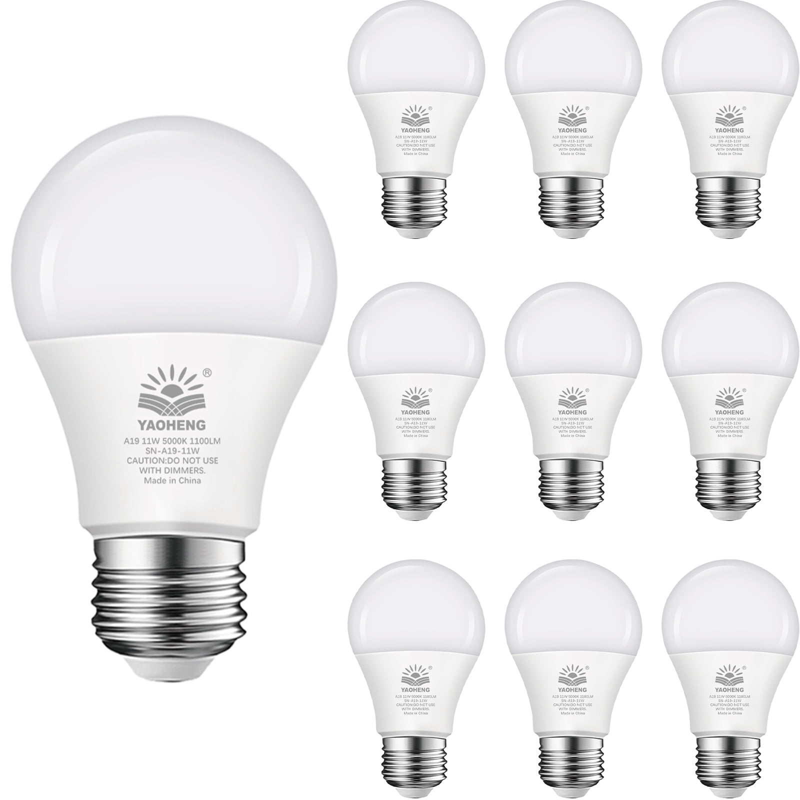 A19 LED Light Bulb, 75W Equivalent LED Bulb, 11W 5000K Daylight, 1100 ...