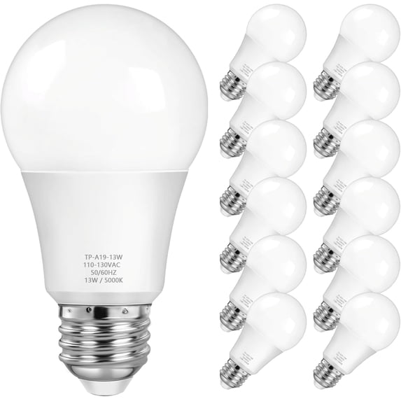 A19 LED Light Bulbs, 100 Watt Equivalent 5000K Daylight White, 1500LM ...