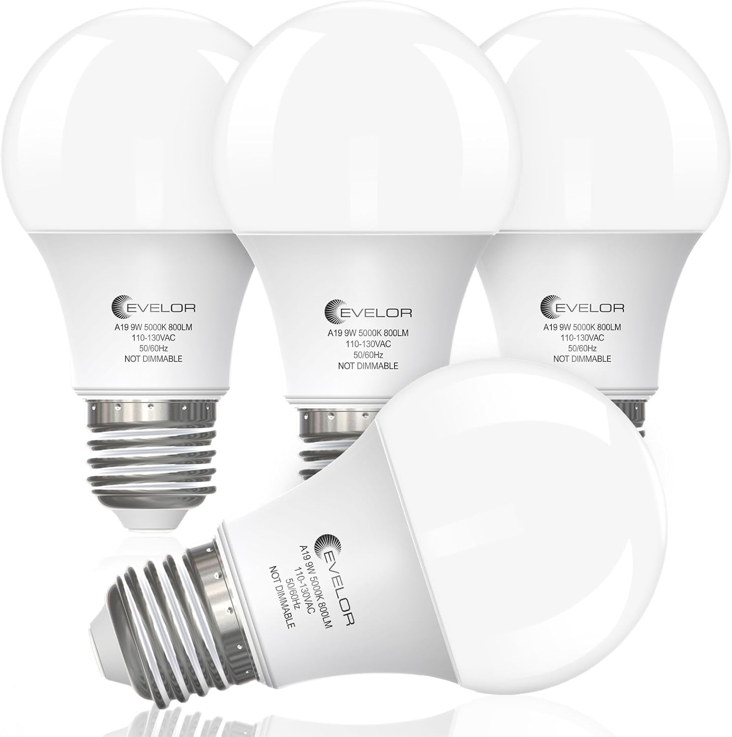 A19 LED Light Bulbs,60 Watt Equivalent Daylight 5000K with E26 Base,Efficient 9W,800 Lumens Non ...
