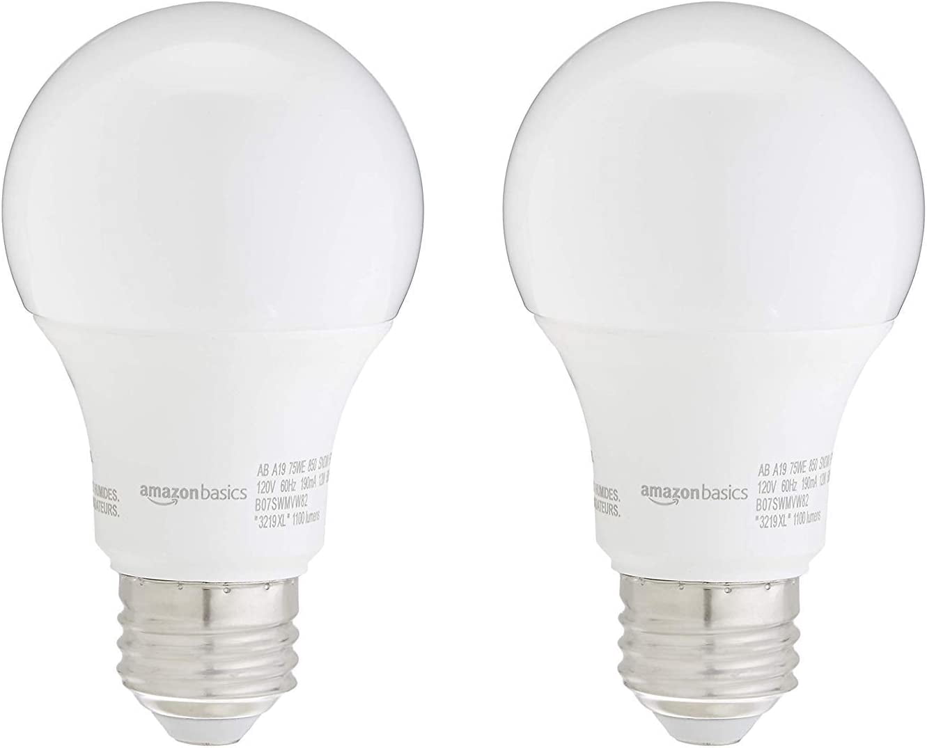 A19 LED Light Bulbs 75 Watt Equivalent, Daylight White (5000K), Energy ...