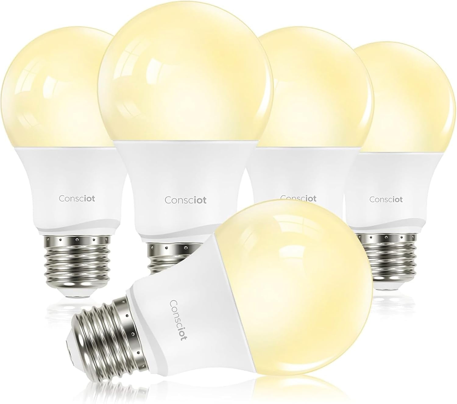 A19 LED Light Bulbs Dimmable,60W Equivalent,3000K Warm White,9W 800 ...