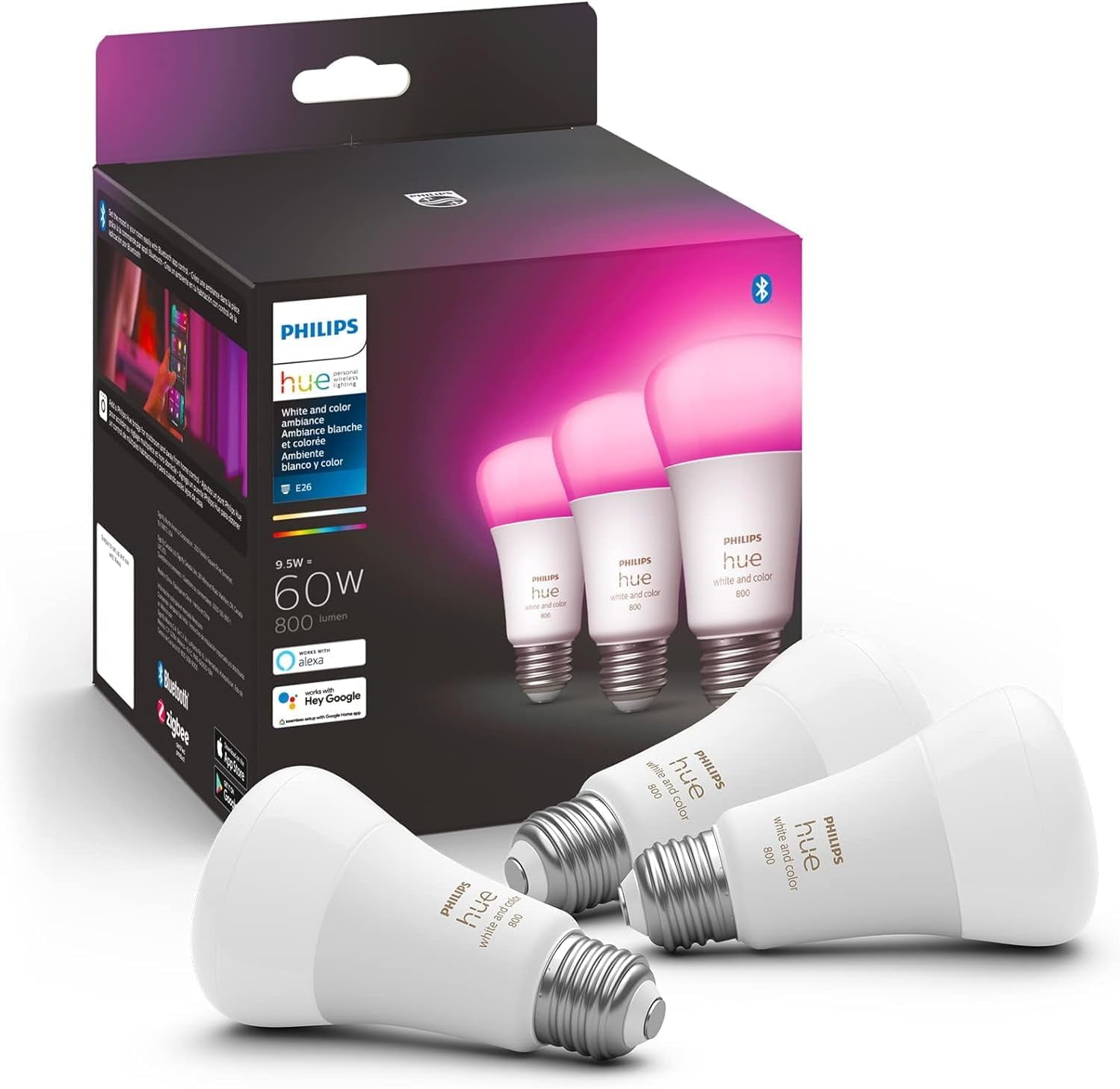 A19 LED Smart Light Bulb - White and Color Ambiance - 60W Indoor Light ...