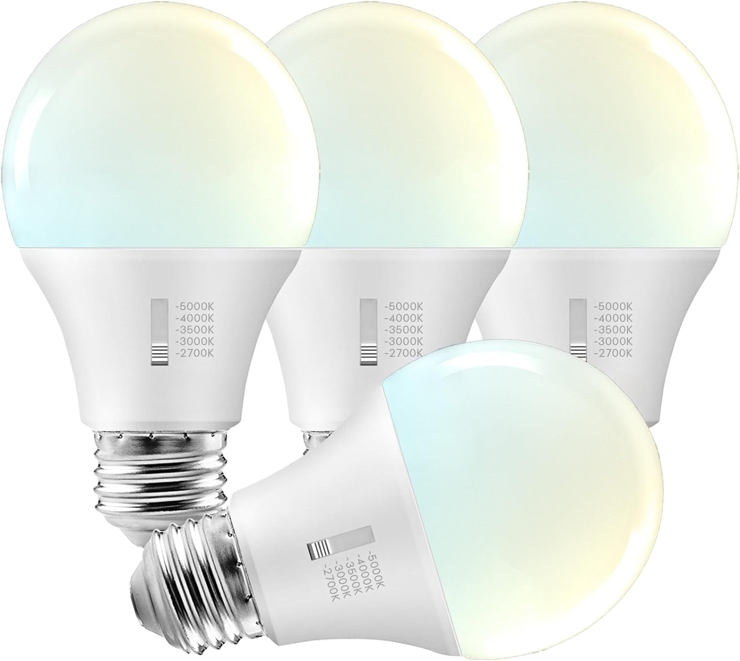A19 LED light bulb 60 watt equivalent, cri90, 5cct 2700K 3000K 3500K 4000K 5000K, dimmable ...