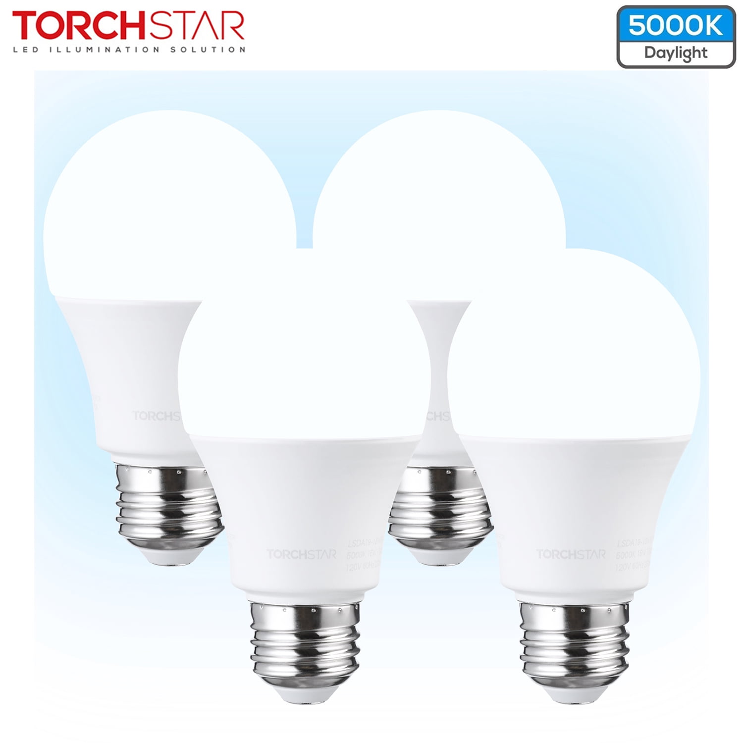 A19 Light Bulbs, E26 Base, 5000K Daylight, Pack of 4 - Walmart.com