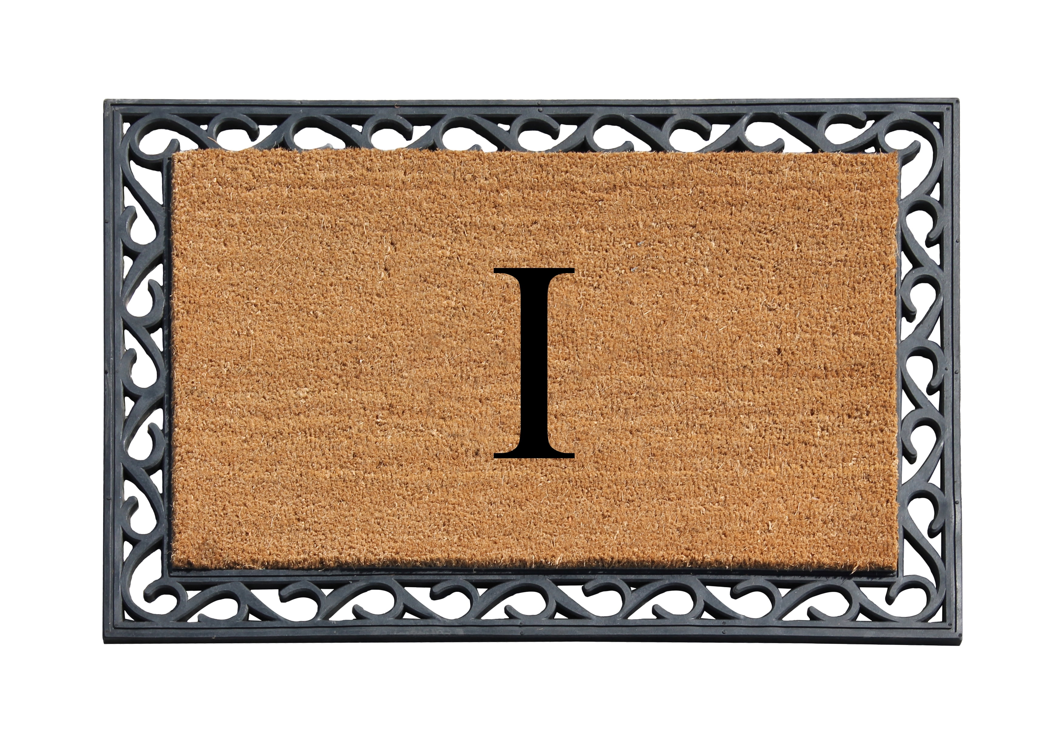 A1HC First Impression Beige/Black Rubber Tray Mat with Monogrammed Coir ...