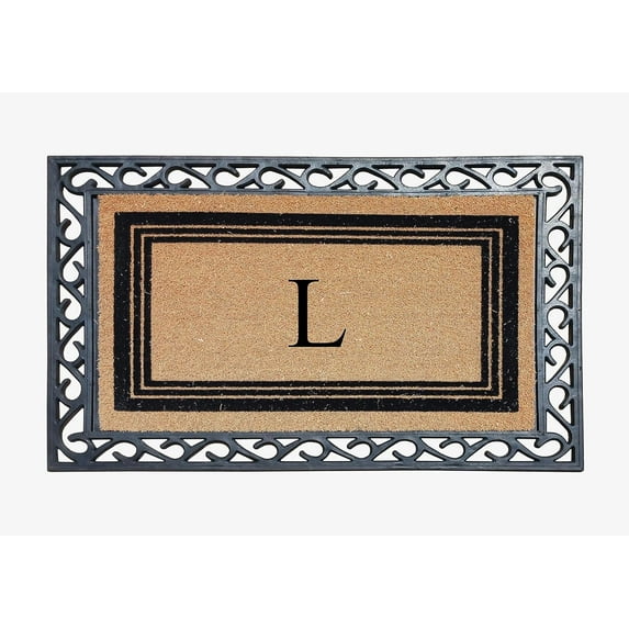 A1HC First Impression Beige/Black Rubber Tray Mat with Monogrammed Coir ...