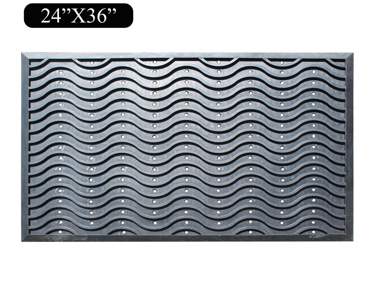 A1HC First Impression Wavy 100% Rubber Clean Step Scraper Doormat 36" L ...