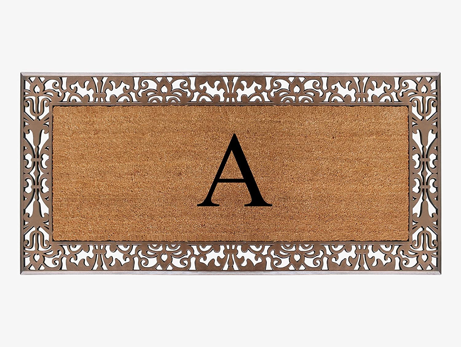 A1HC Natural Coir and Rubber Paisley Monogrammed Doormat, 30"x60 ...