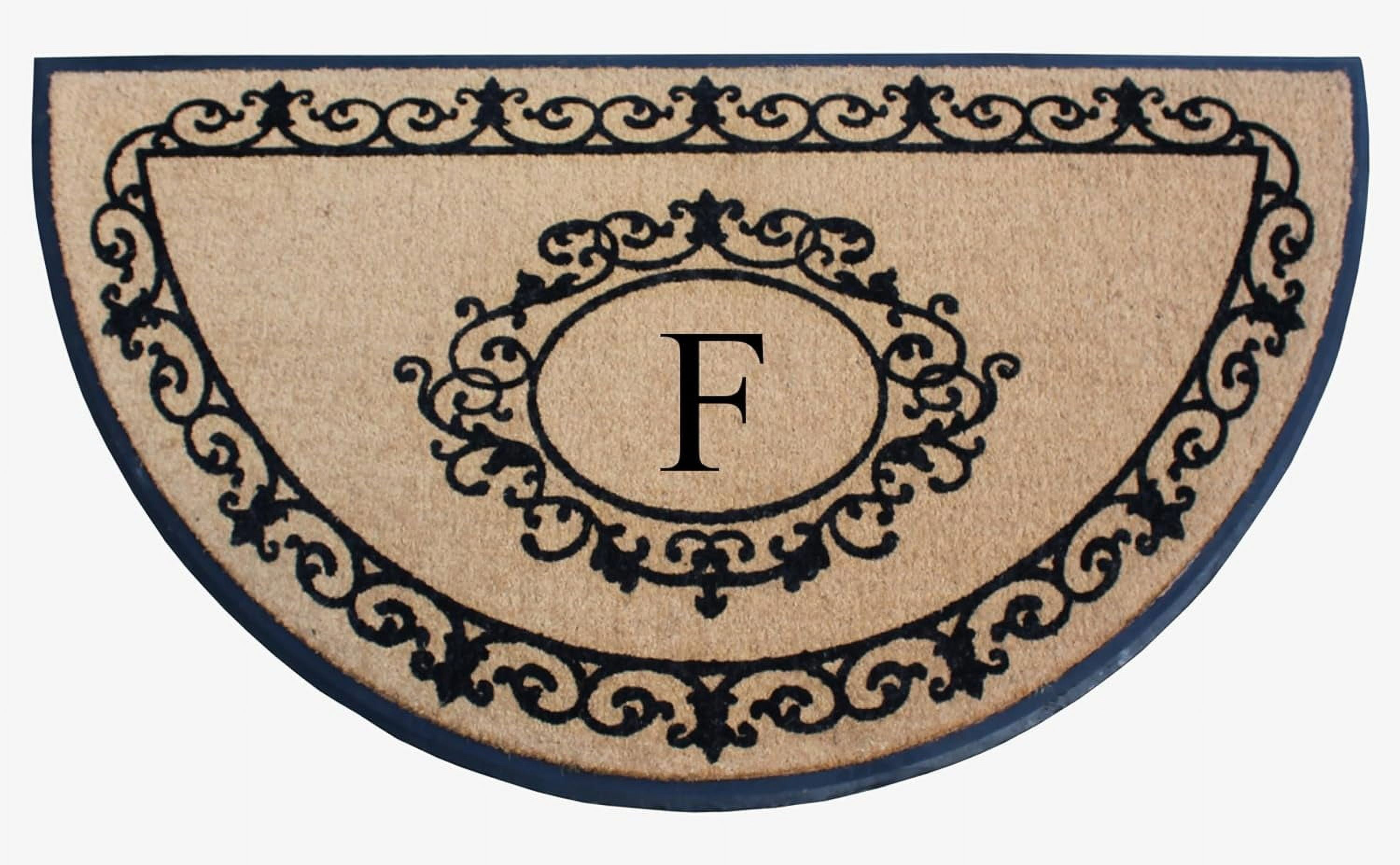 A1HC Natural Coir & Rubber 36x72 Inches Hand Flocked Large Monogrammed ...