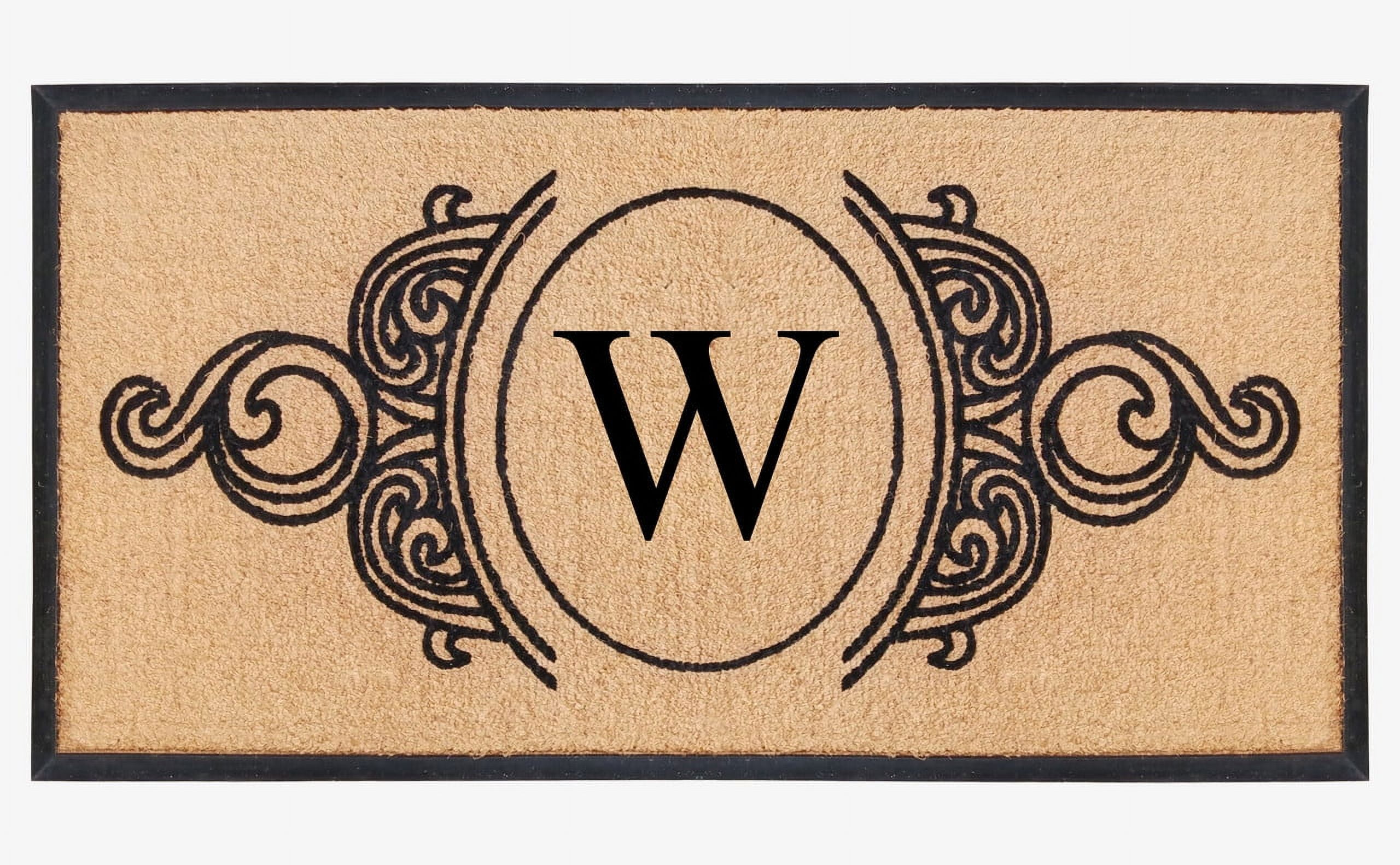 A1HC Natural Coir & Rubber Hand Flocked Large Monogrammed Door Mat ...