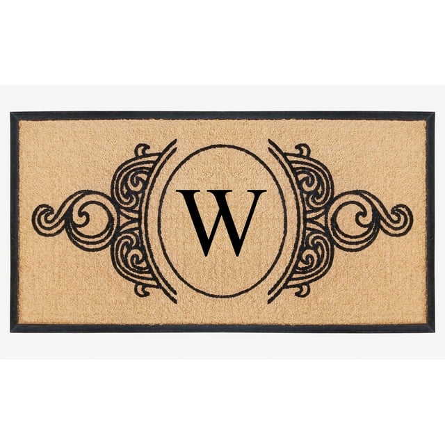 A1HC Natural Coir & Rubber Hand Flocked Large Monogrammed Door Mat ...