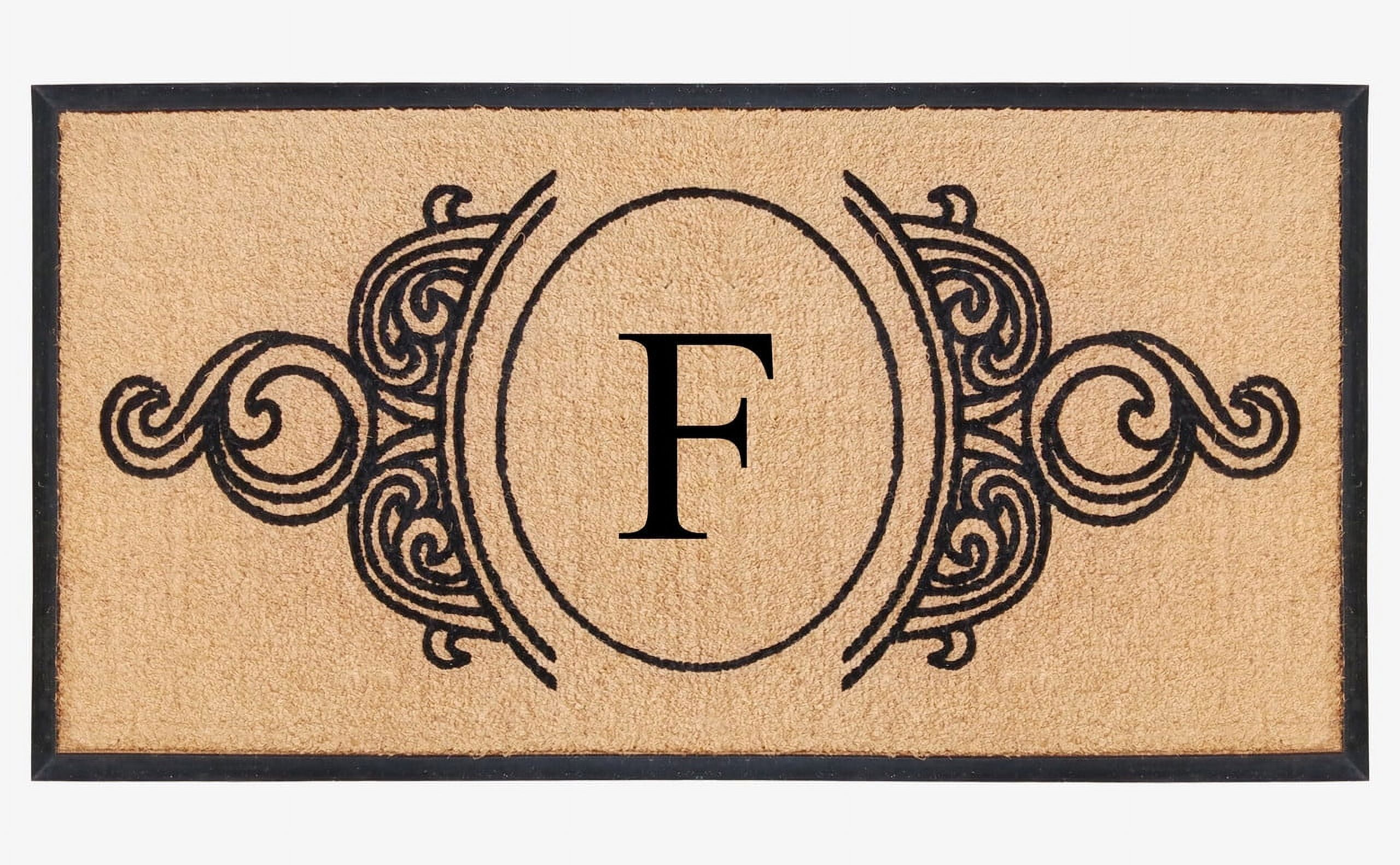 A1HC Natural Coir & Rubber Hand Flocked Large Monogrammed Door Mat ...