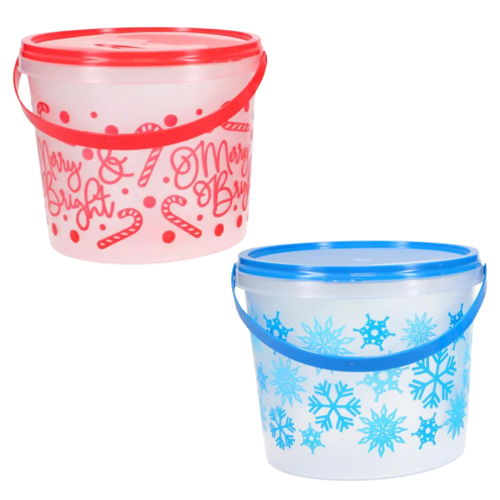A1U Christmas Theme Gift Buckets with Lids (Assorted), Plastic Holiday ...
