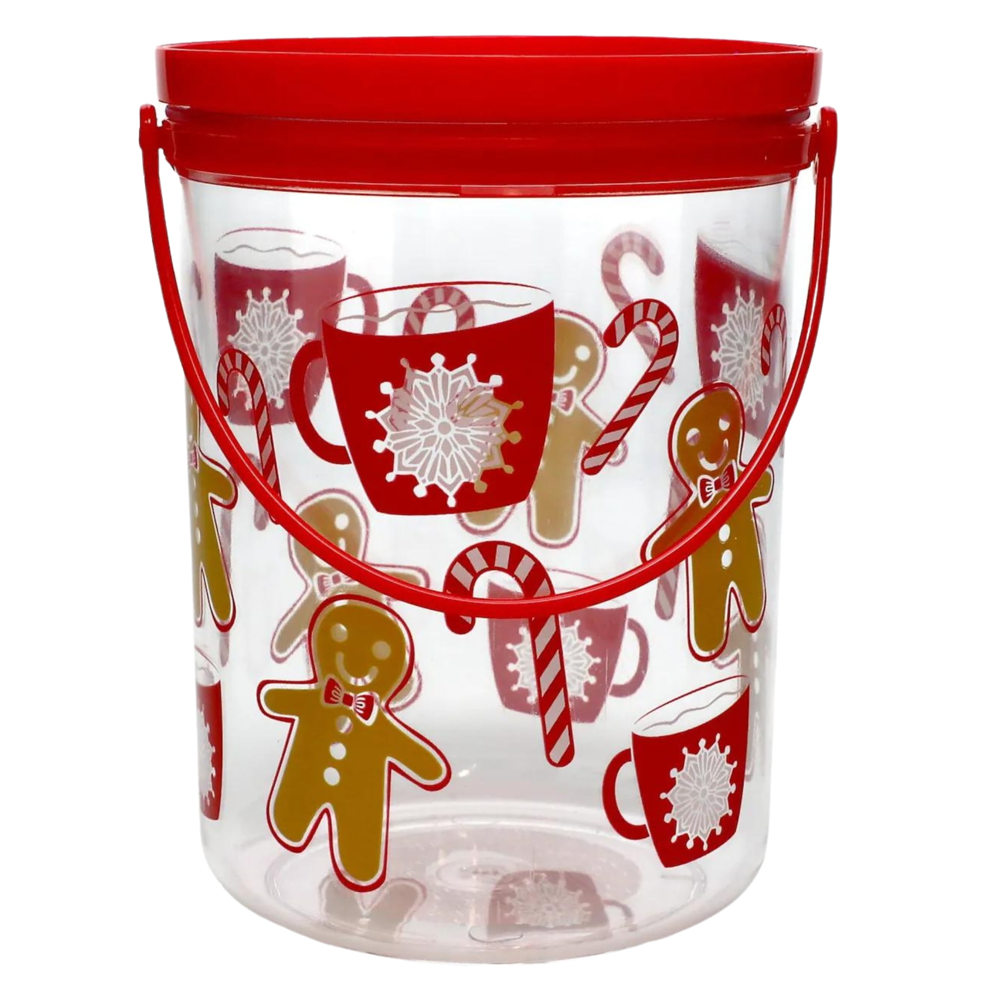 A1U Clear Printed Plastic Christmas Buckets with Handles (Gingerbread ...