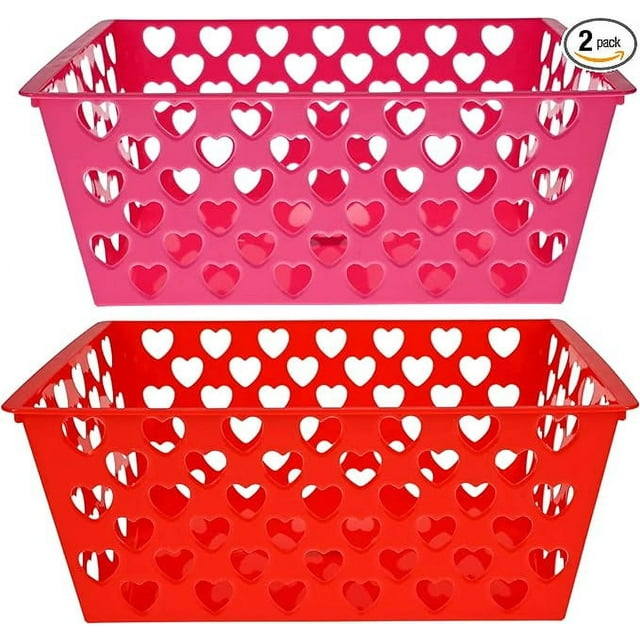 A1U Rectangular Pink and Red Valentine Heart Baskets 11x7.91x4.33in for ...