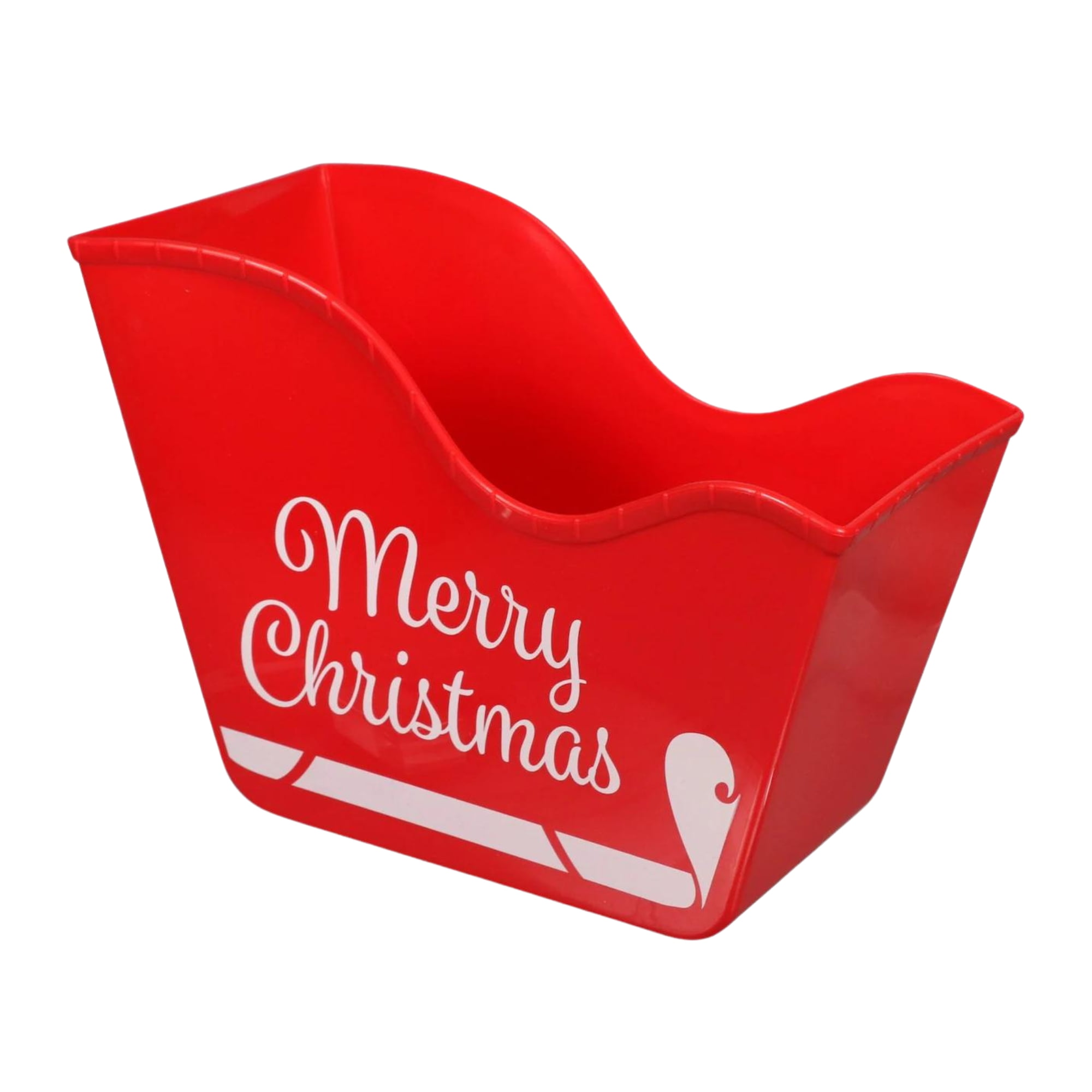 A1U Red Plastic Santa's Sleigh-Shaped Bins, Christmas Holiday Red ...