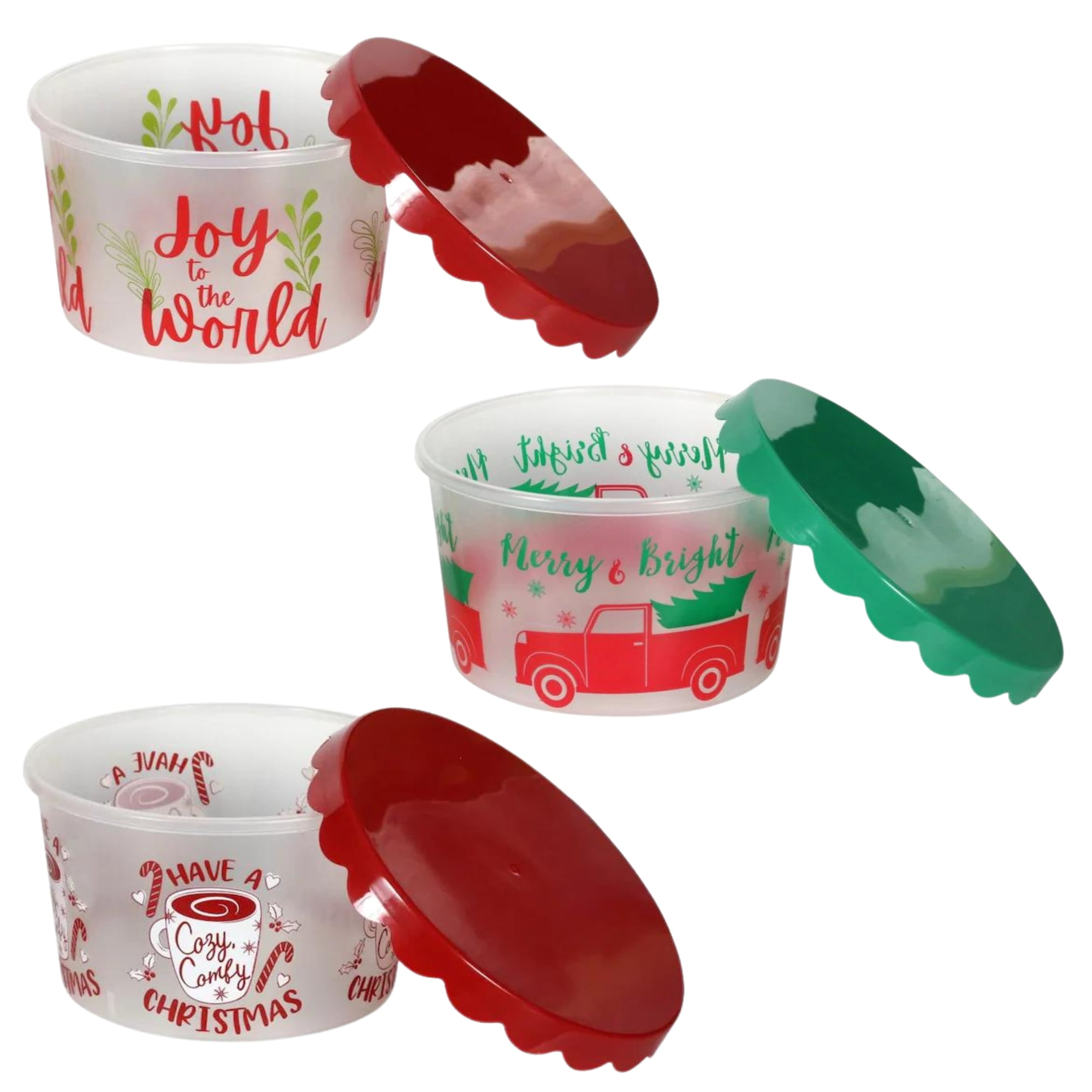 A1U Round Plastic Christmas Containers with Lids, Assorted Party Favors ...