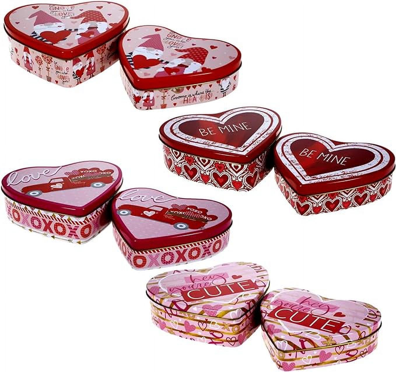 A1U Valentine Heart Shaped Printed Tins Home Kitchen Party Favor Treat ...