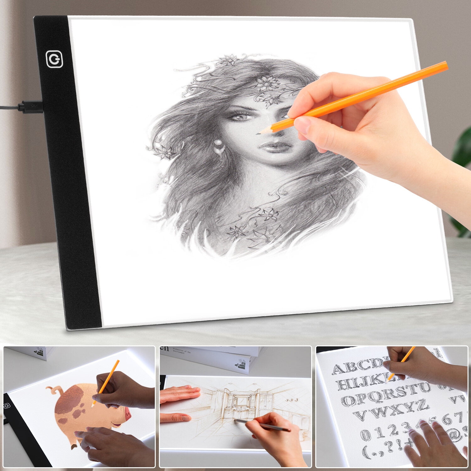 A2/A3/A4 LED Light Box Drawing Pad, Tracing Board with USB Charge Cable ...