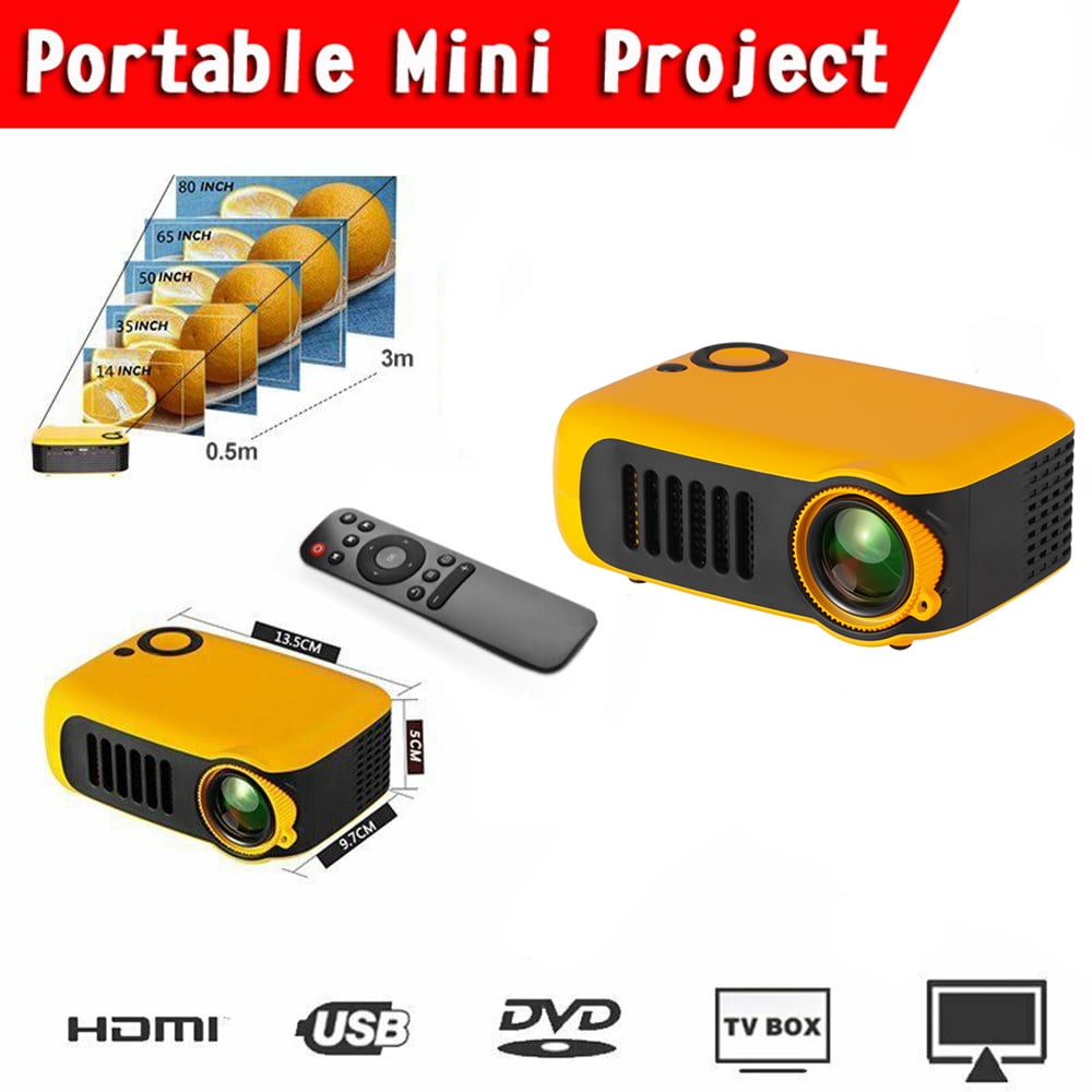 A2000 Mini Portable Projector 1080P Movie Projectors Home Theater Yel ...