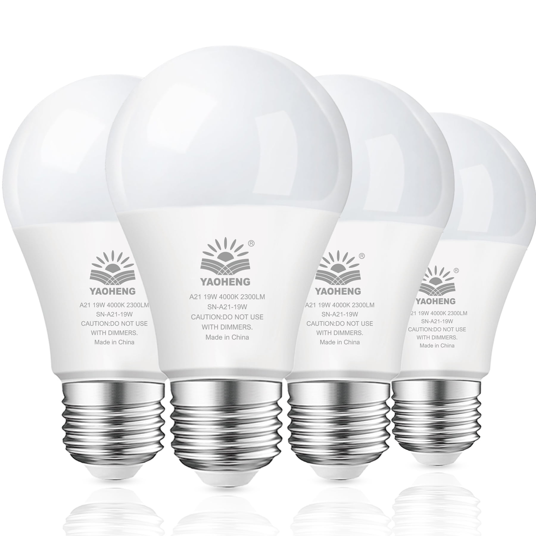 Plug'n A21 LED Light Bulb, 150W Equivalent, 19W 4000K Cool White, NO ...