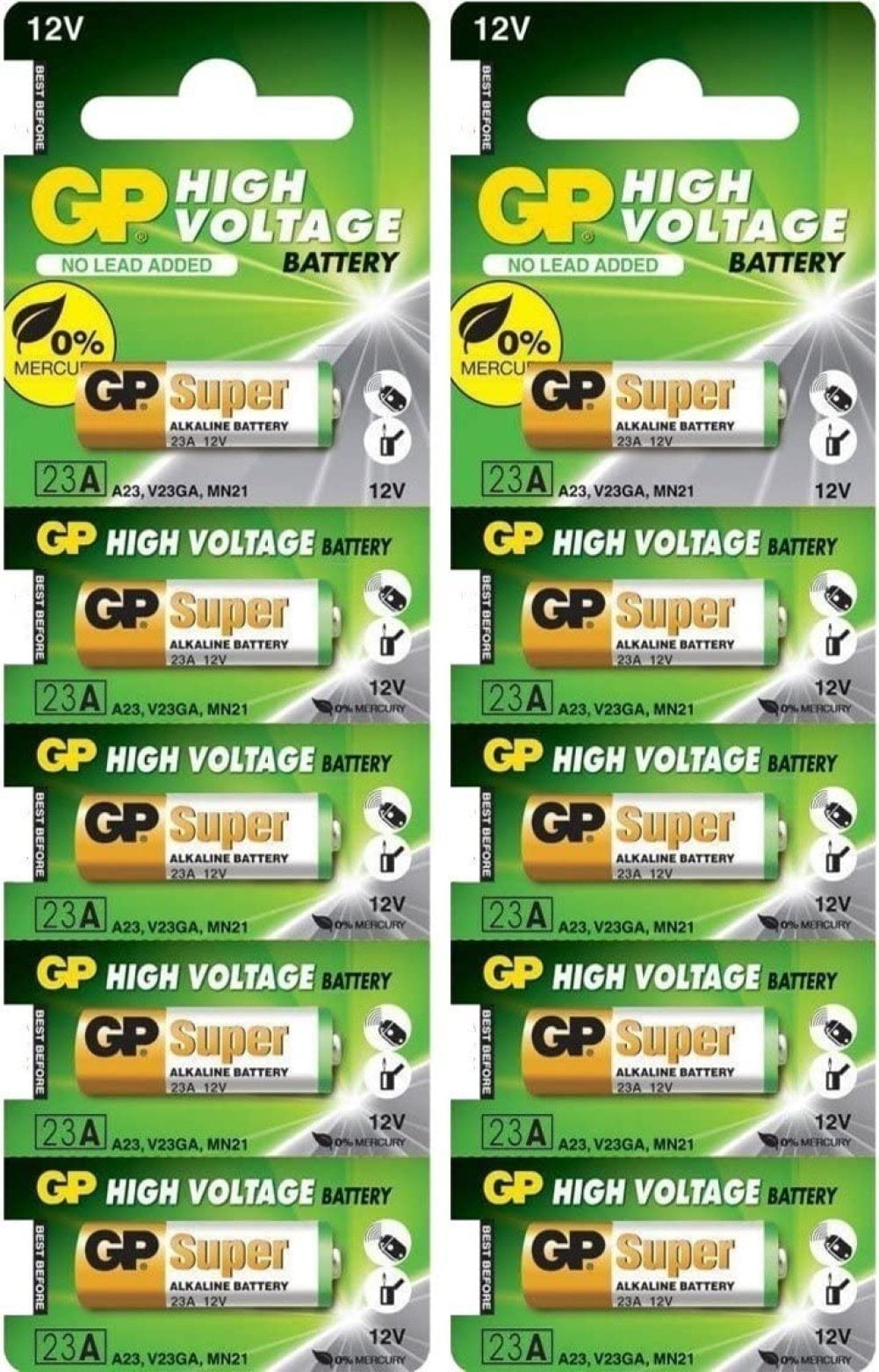 A23 12V Alkaline 23-A replacement battery 23AE GP - 10 Pack - Walmart.com