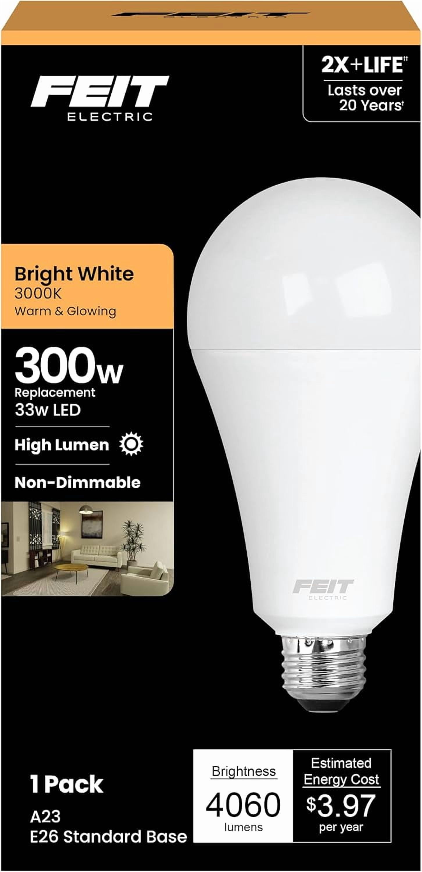 A23 LED Light Bulb, 300W Equivalent, Non-Dimmable, 4060 Lumens, E26 ...