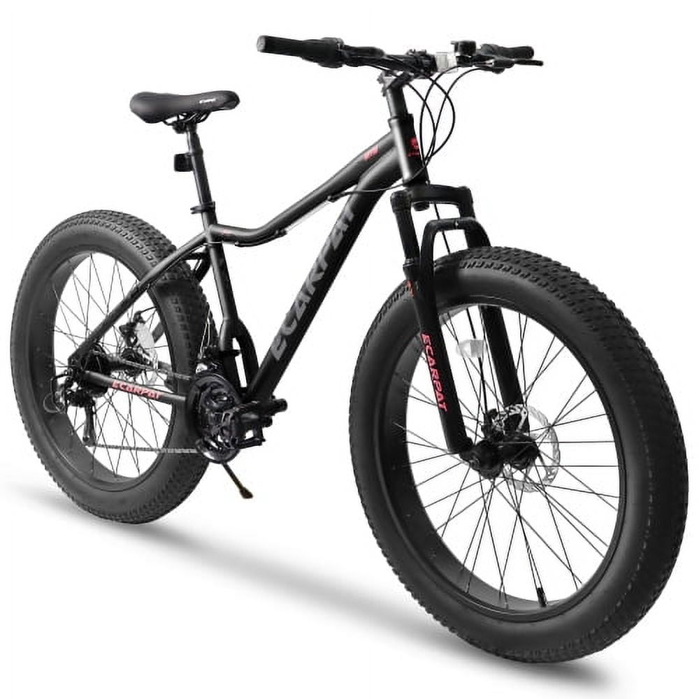 A2605D 26 Inch Fat Tires Mountain Bike, 4'' Wide Wheel, 21-Speed Disc Brakes, Mens Womens Trail ...