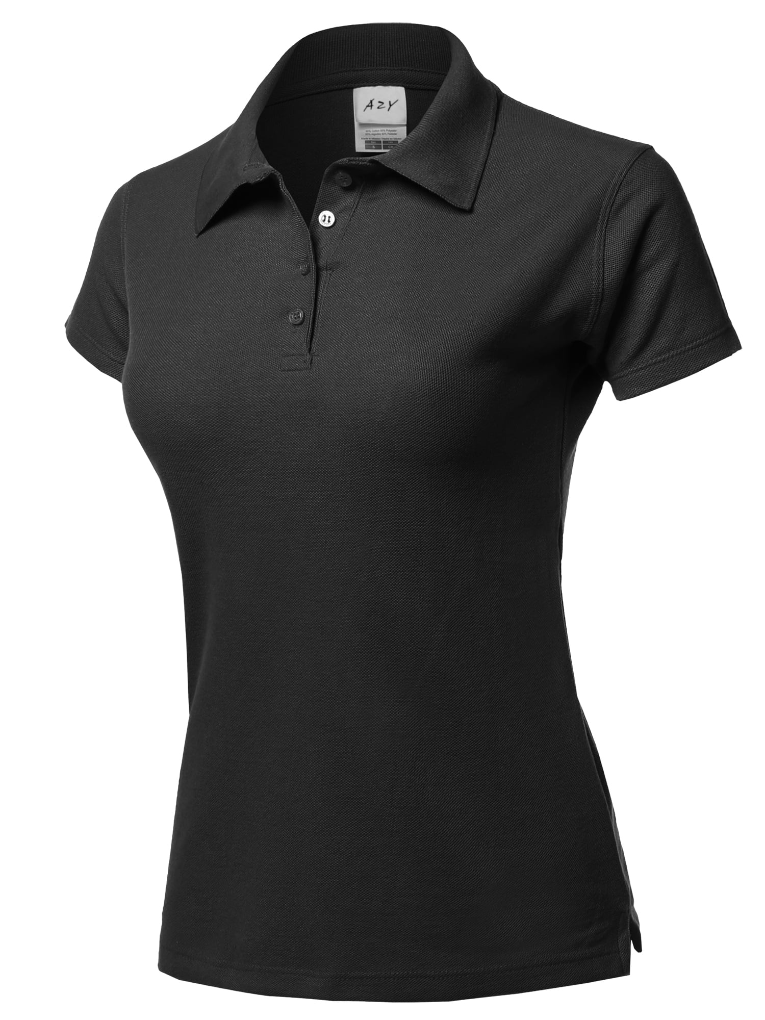 A2Y Short Sleeve Button Down Collared Slim Polo (Women's) 1 Pack ...
