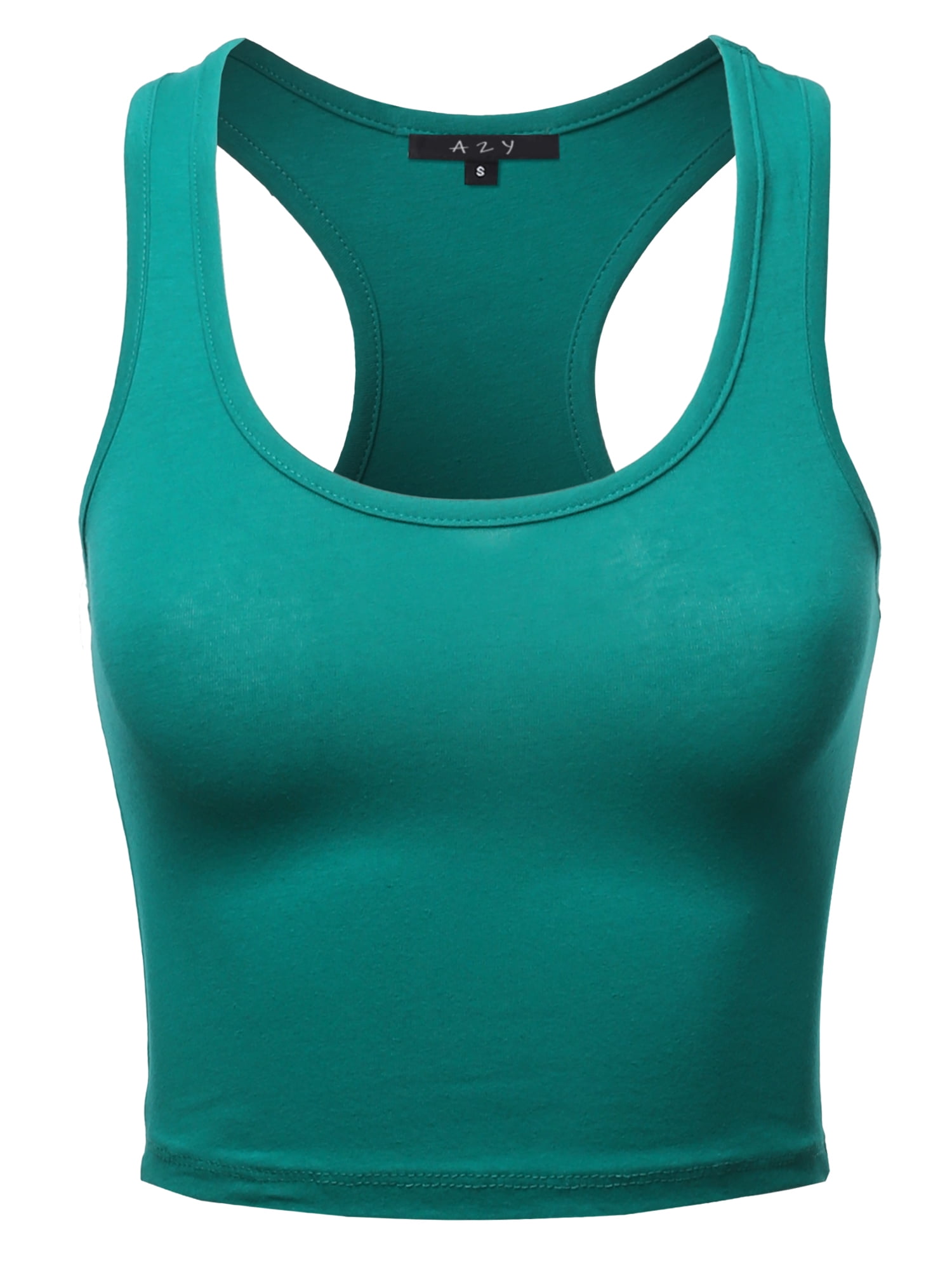 A2Y Women's Basic Cotton Casual Scoop Neck Sleeveless Cropped Racerback ...