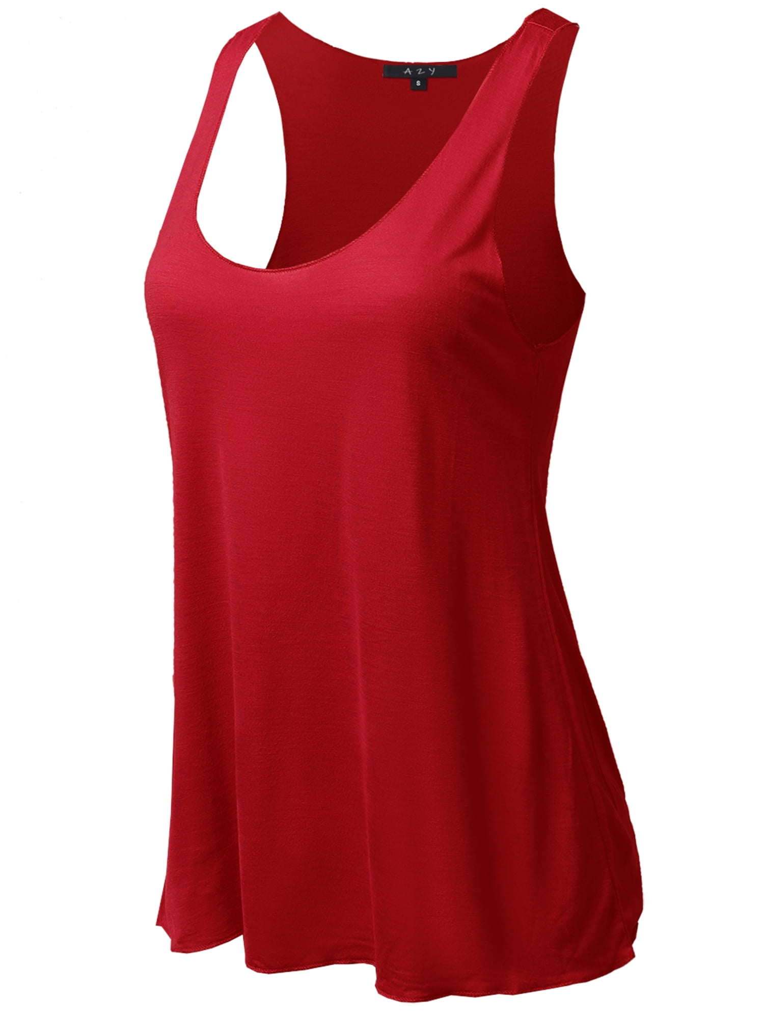 A2Y Women's Basic Solid Loose Fit Flowy Scoop Neck Racer Back Tank Top ...