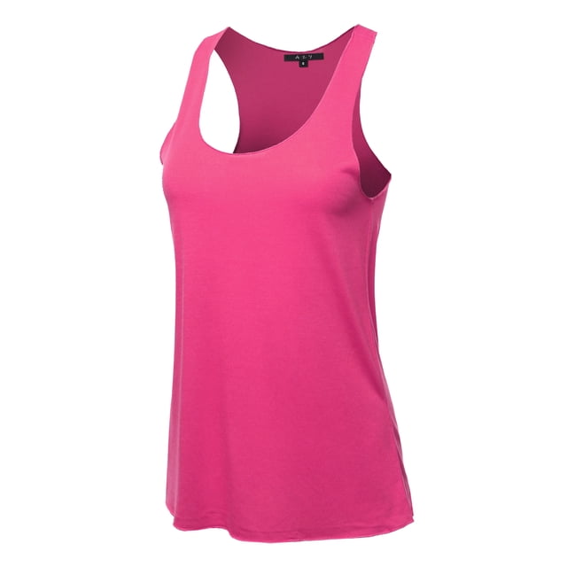 A2Y Women's Basic Solid Loose Fit Flowy Scoop Neck Racer Back Tank Top ...