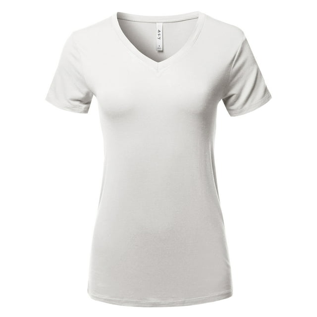 A2y Womens Basic Solid Premium Rayon Short Sleeve V Neck T Shirt Tee