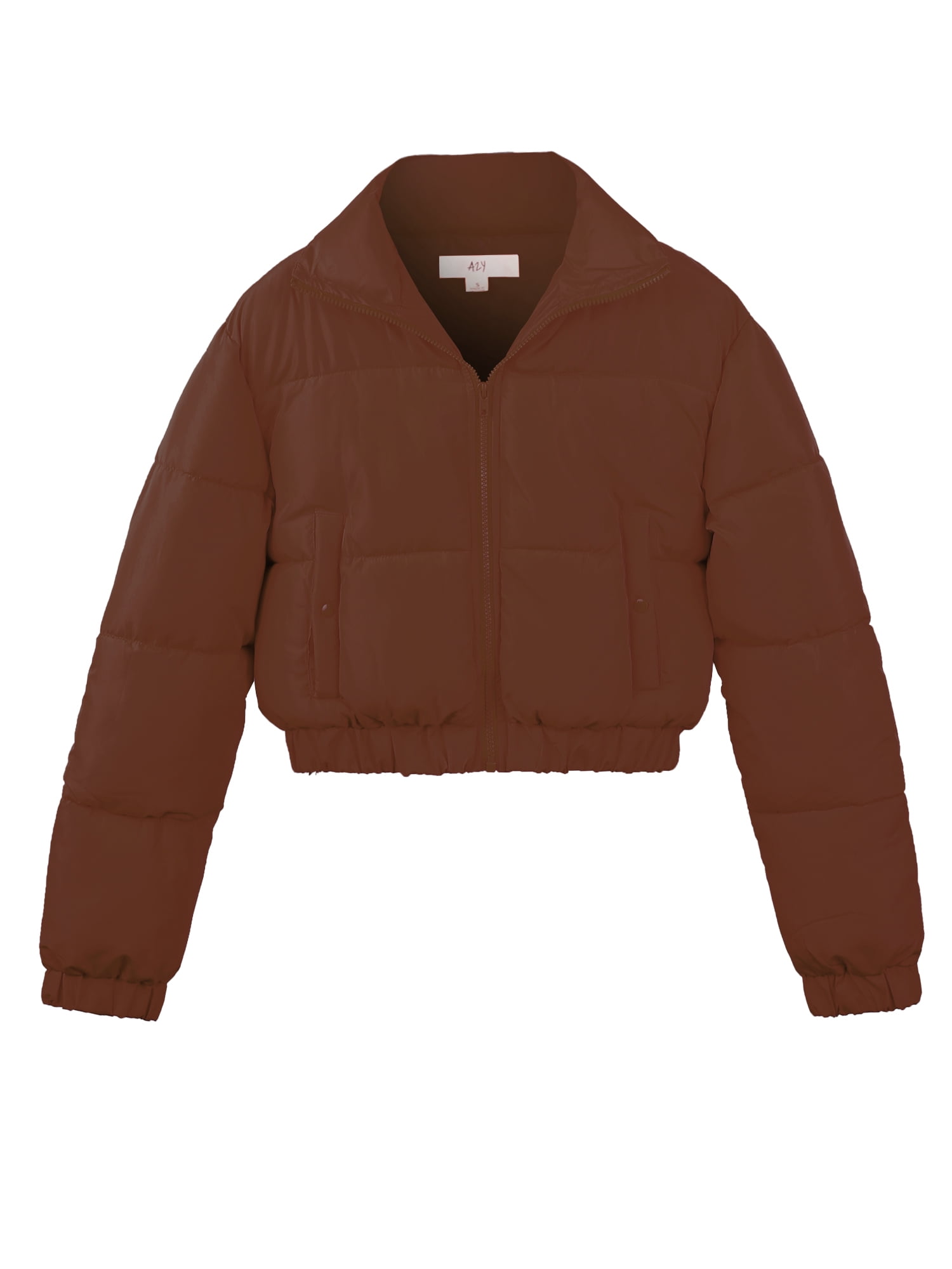 A2Y Women's Cropped Zipper Puffer Jacket Coffee M - Walmart.com
