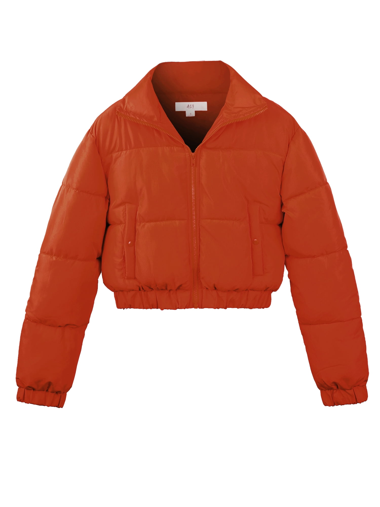 A2Y Women's Cropped Zipper Puffer Jacket Rust L - Walmart.com