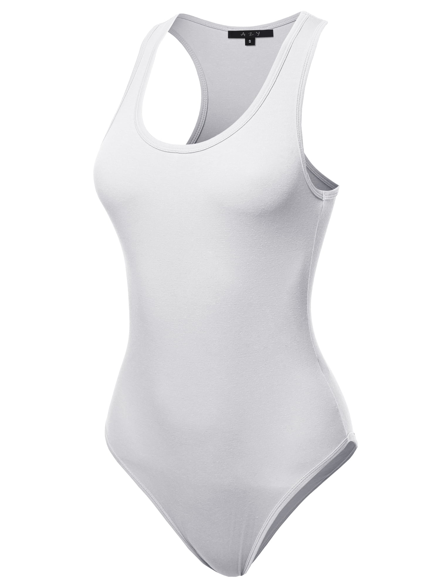 A2Y Women's Fashion Basic Premium Cotton Racerback Tank Body Suit White ...
