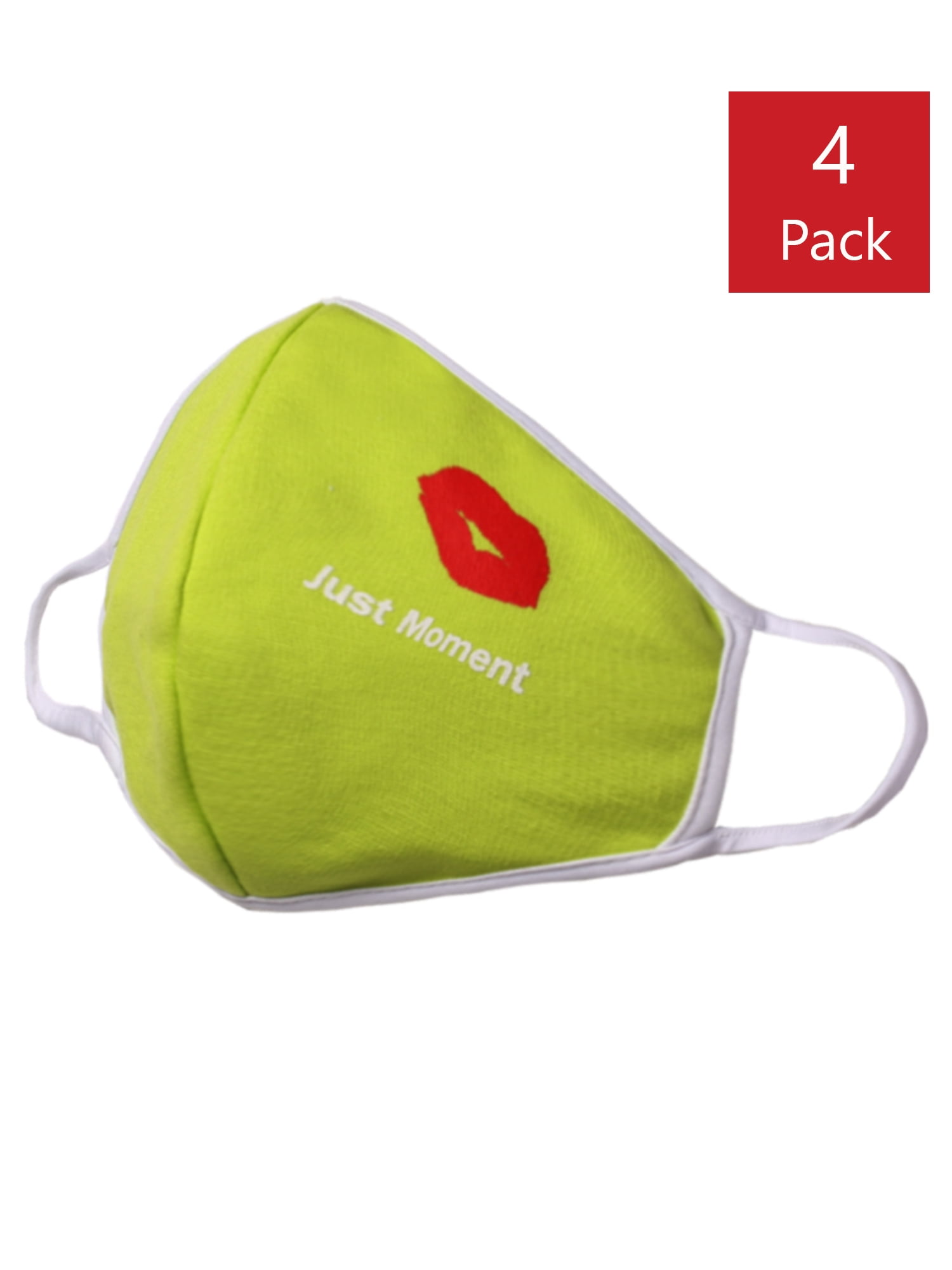 A2Y Women's Fashion Reusable Washable Face 3D Mask 4 Pack Green Red Lip ...