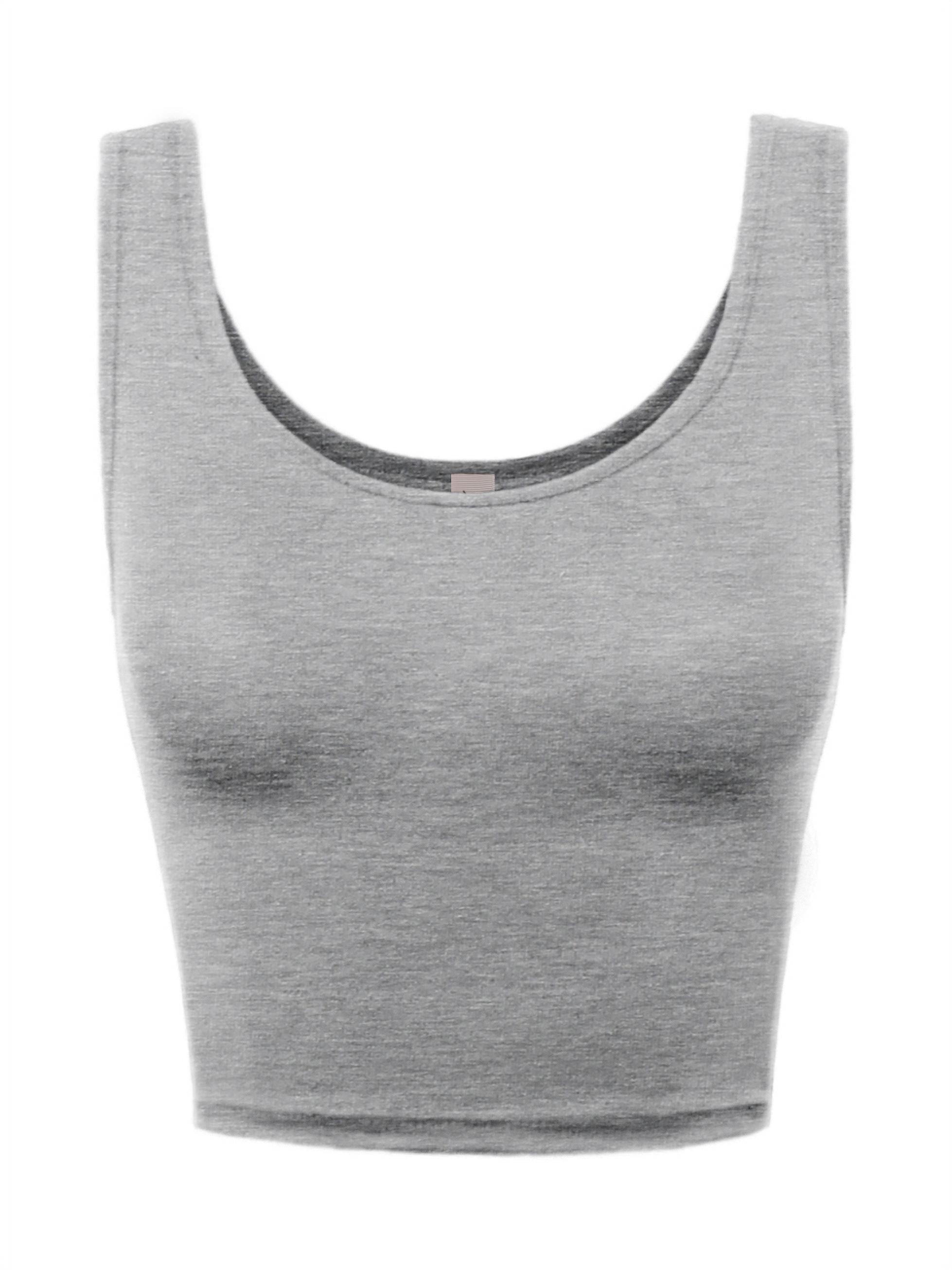 A2Y Women's Fitted Rayon Scoop Neck Sleeveless Crop Tank Top Heather ...